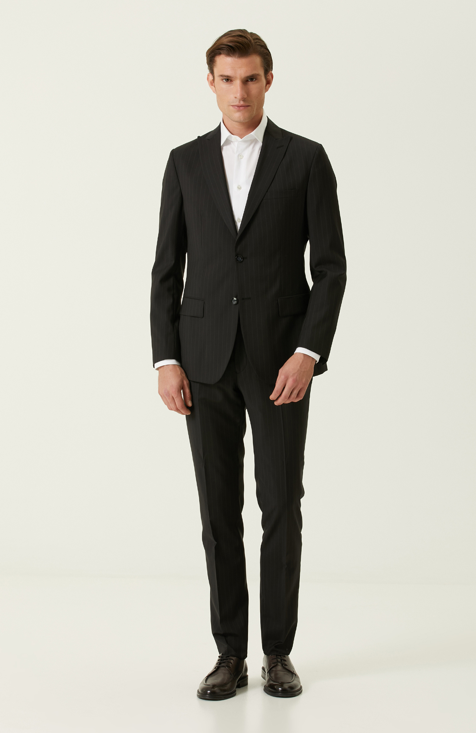 Slim Fit Antrasit Yün Takım Elbise