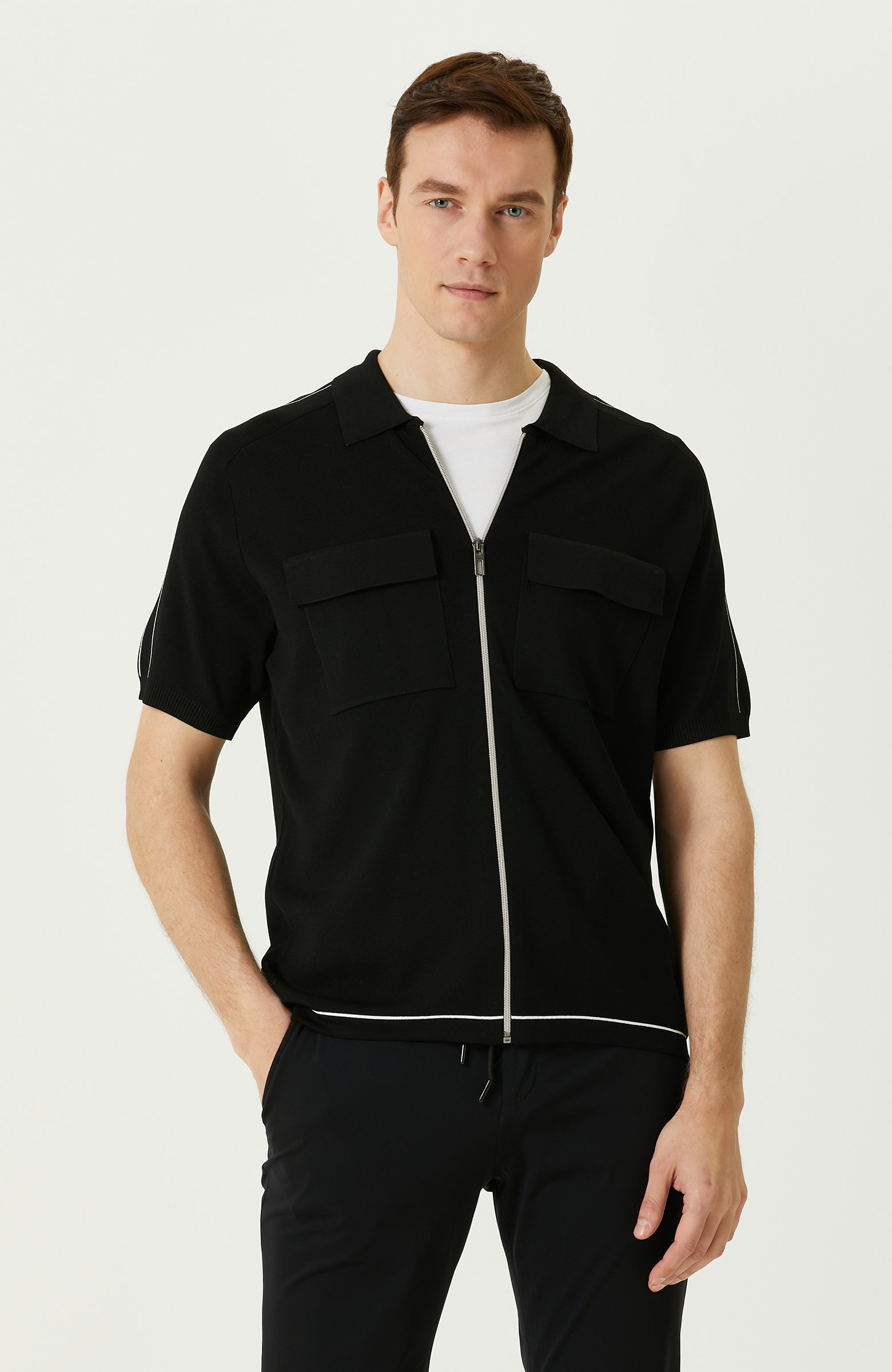 Slim Fit Siyah Triko Gömlek Slim Fit Siyah Triko Gömlek
