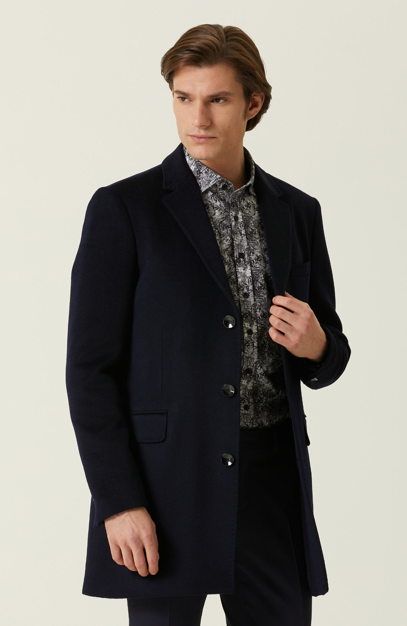 Slim Fit Lacivert Yün Palto Slim Fit Lacivert Yün Palto