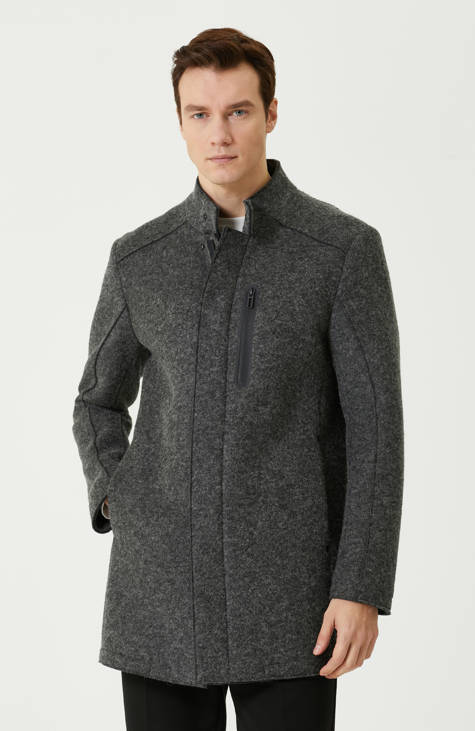 Antrasit Yün Palto Antrasit Yün Palto