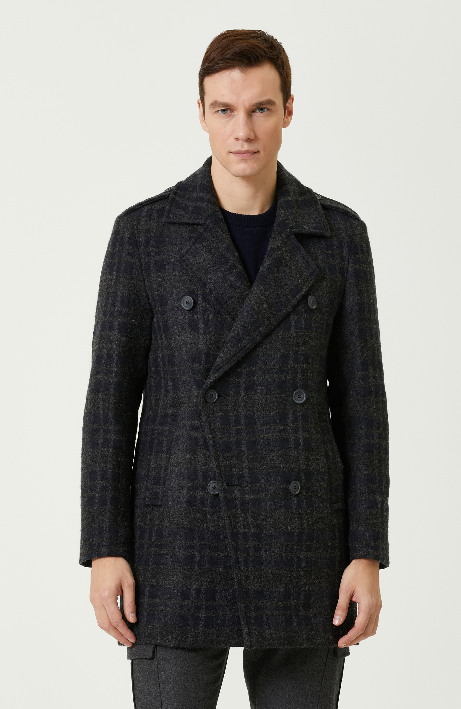 Slim Fit Lacivert Palto