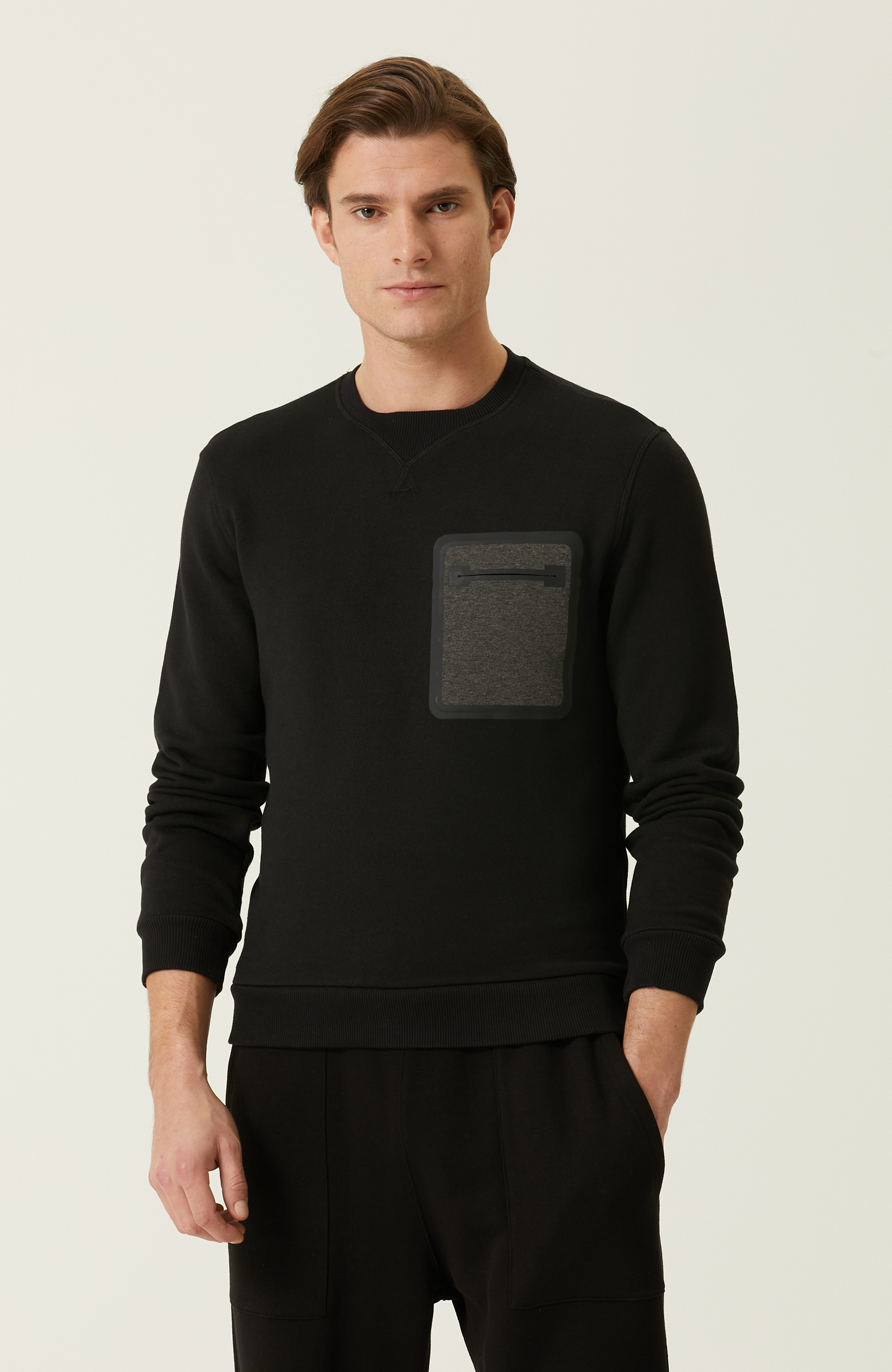 Comfort Fit Siyah Sweatshirt