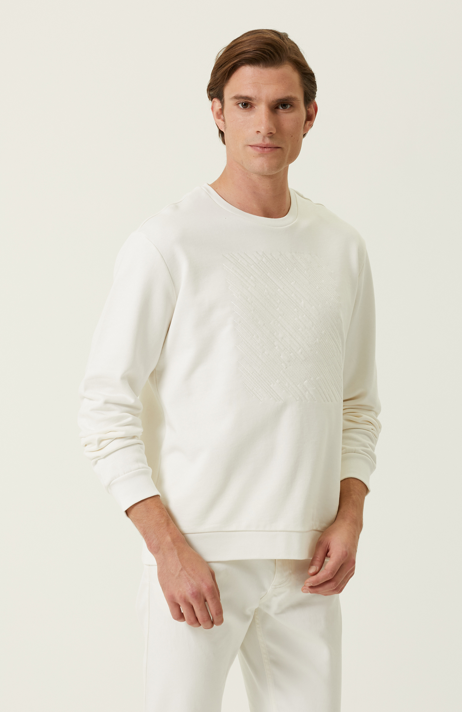 Slim Fit Ekru Sweatshirt