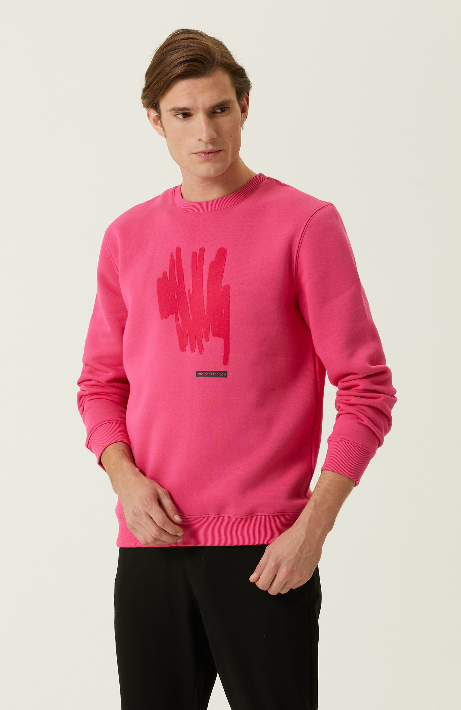 Comfort Fit Fuşya Sweatshirt