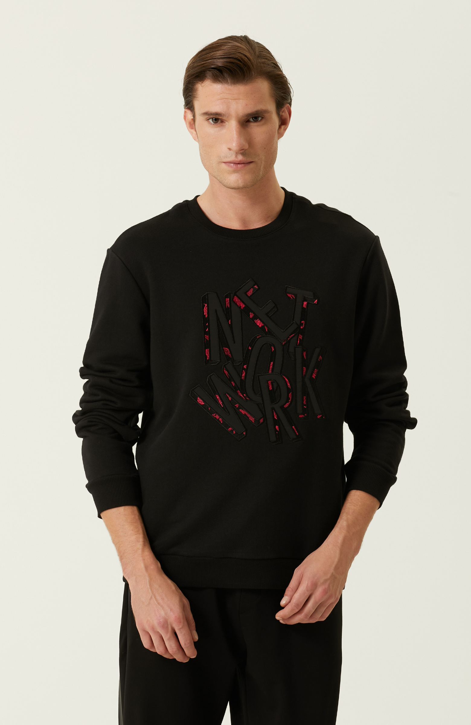 Comfort Fit Siyah Sweatshirt