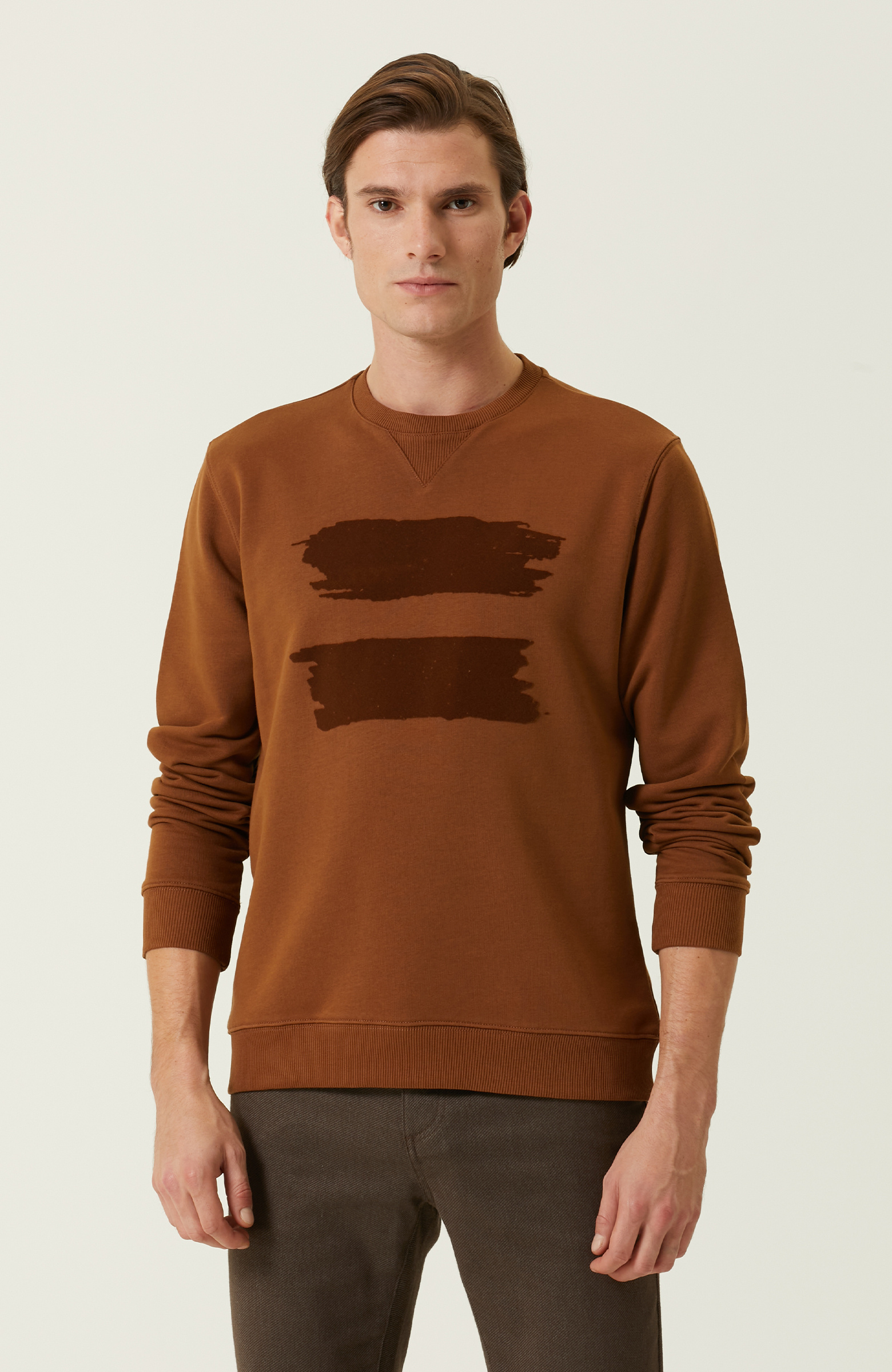 Slim Fit Tütün Sweatshirt