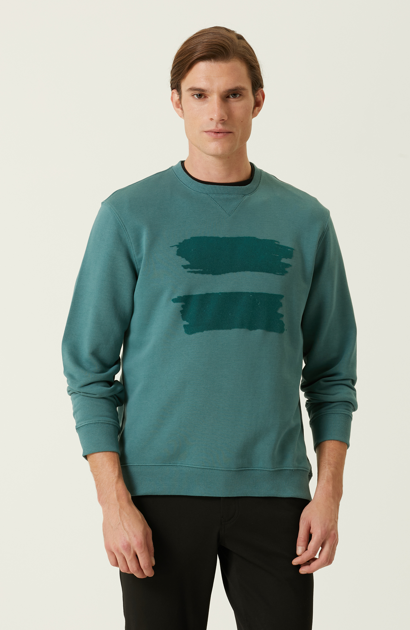 Slim Fit Yeşil Sweatshirt Slim Fit Yeşil Sweatshirt
