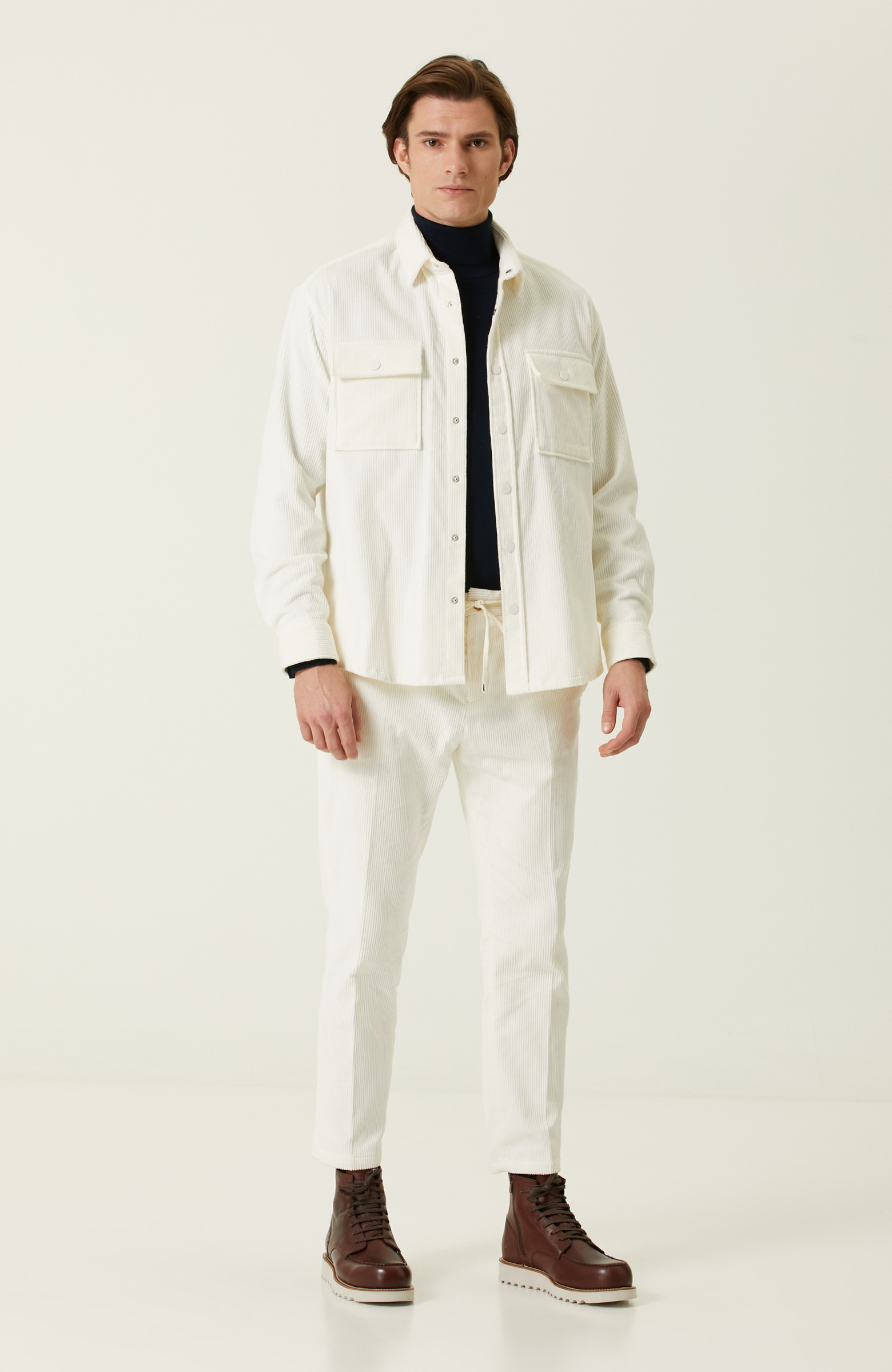Comfort Fit Ekru Pantolon