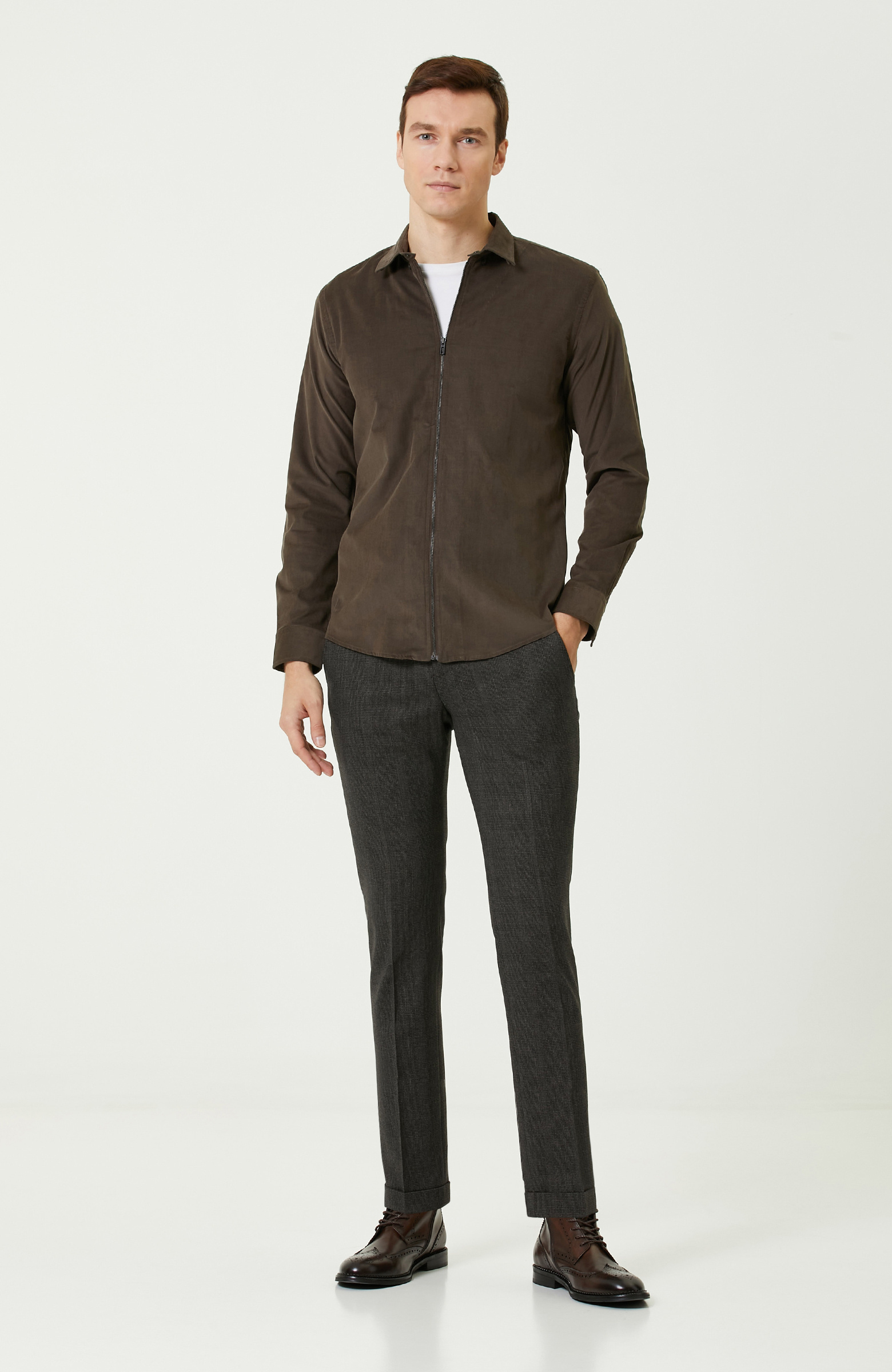 Slim Fit Kahverengi Pantolon