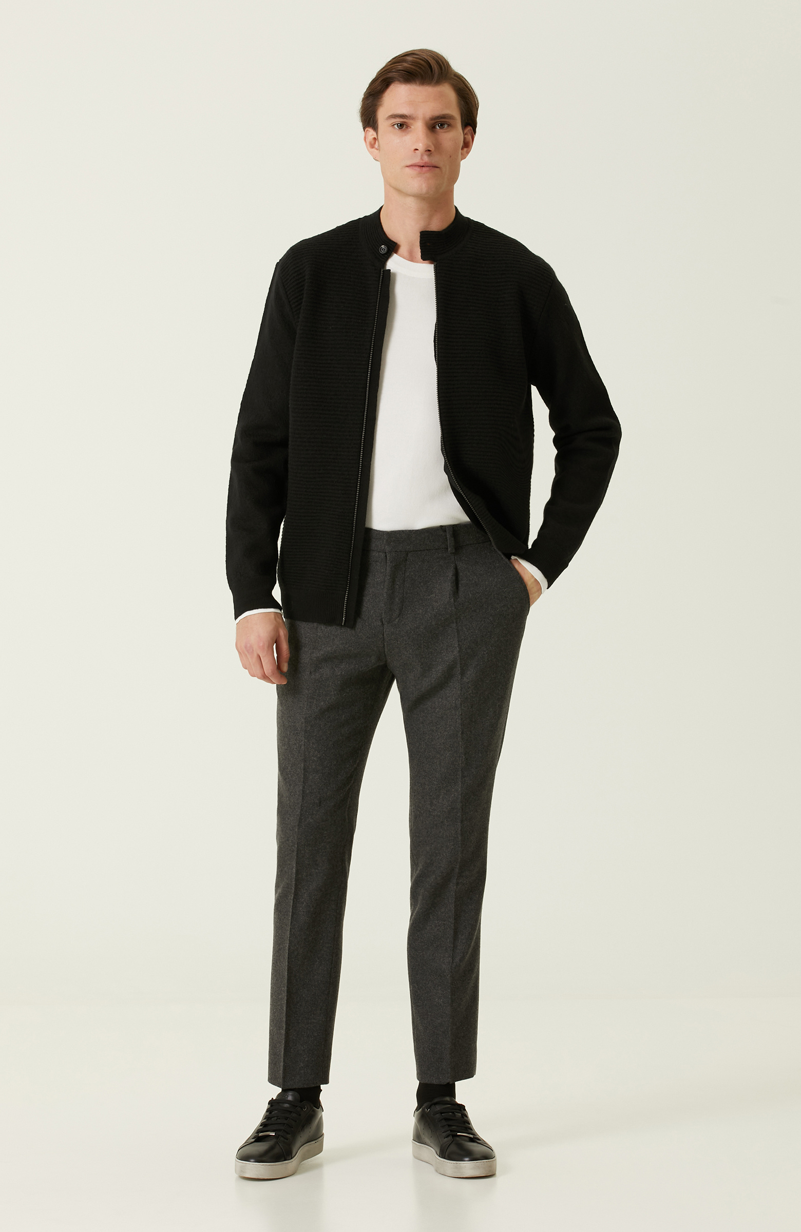 Comfort Fit Antrasit Yün Pantolon
