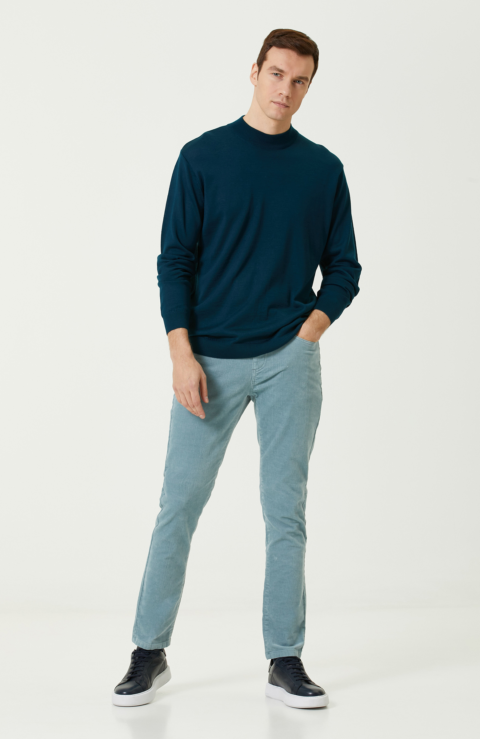 Slim Fit Yeşil Casual Pantolon