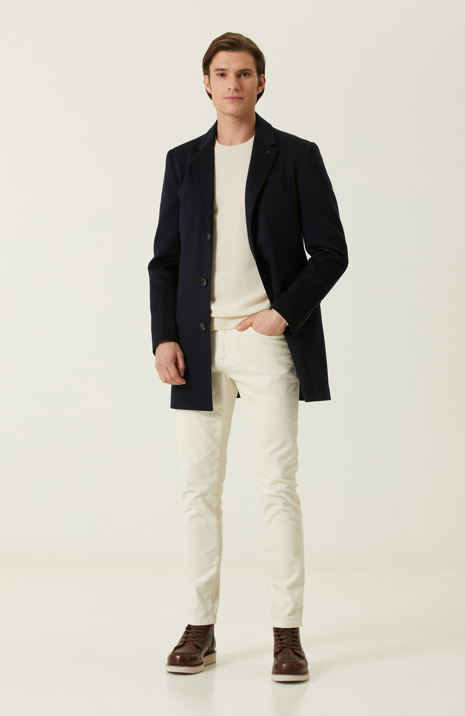 Slim Fit Ekru Pantolon
