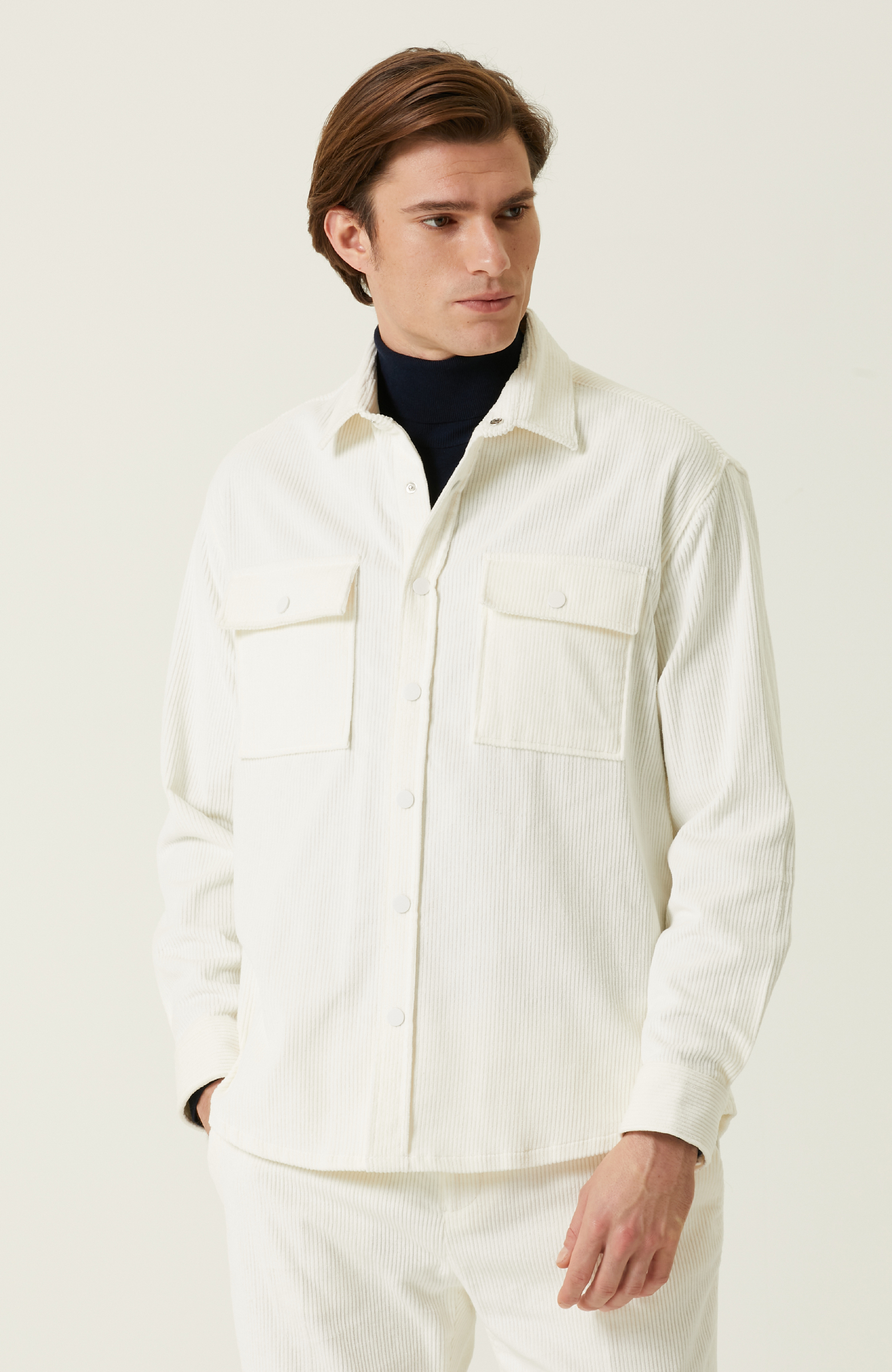 Oversize Fit Ekru Gömlek Oversize Fit Ekru Gömlek