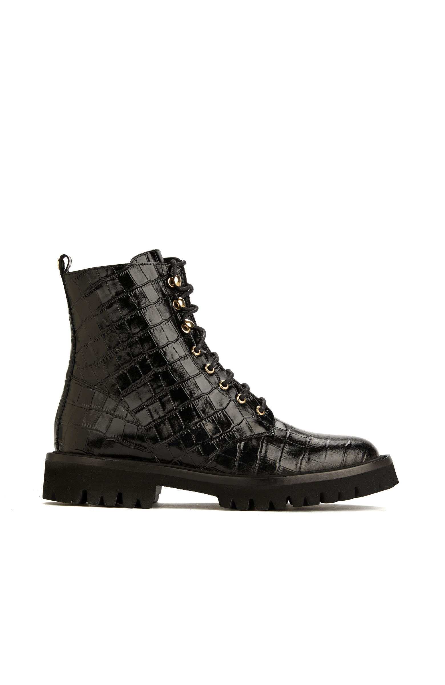 Siyah Krokodil Dokulu Kadın Deri Bot Siyah Krokodil Dokulu Kadın Deri Bot