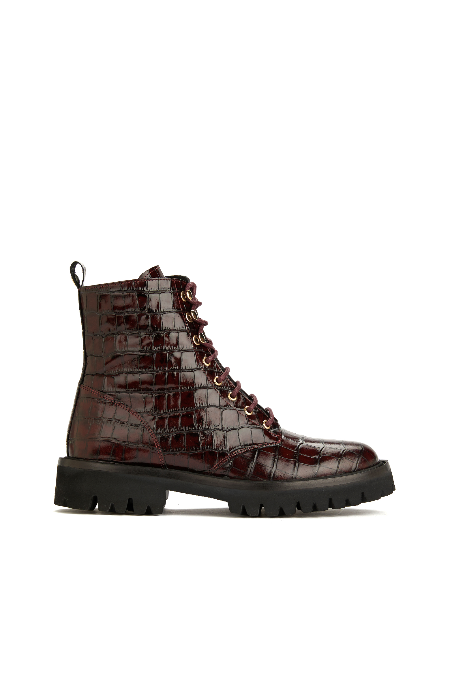 Bordo Krokodil Dokulu Kadın Deri Bot Bordo Krokodil Dokulu Kadın Deri Bot