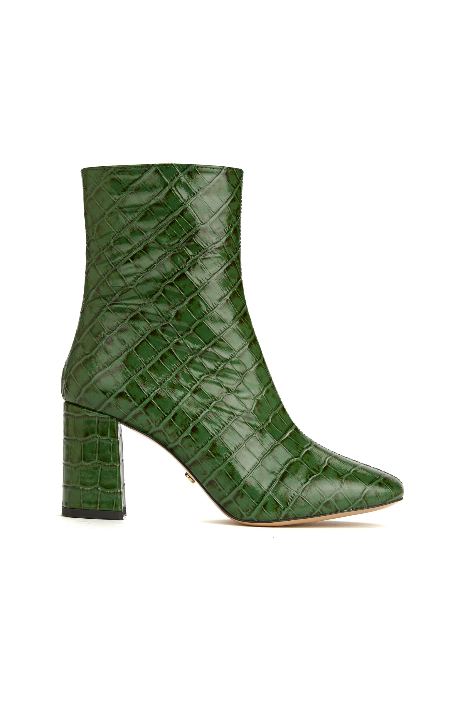 Yeşil Krokodil Dokulu Topuklu Deri Bot Yeşil Krokodil Dokulu Topuklu Deri Bot
