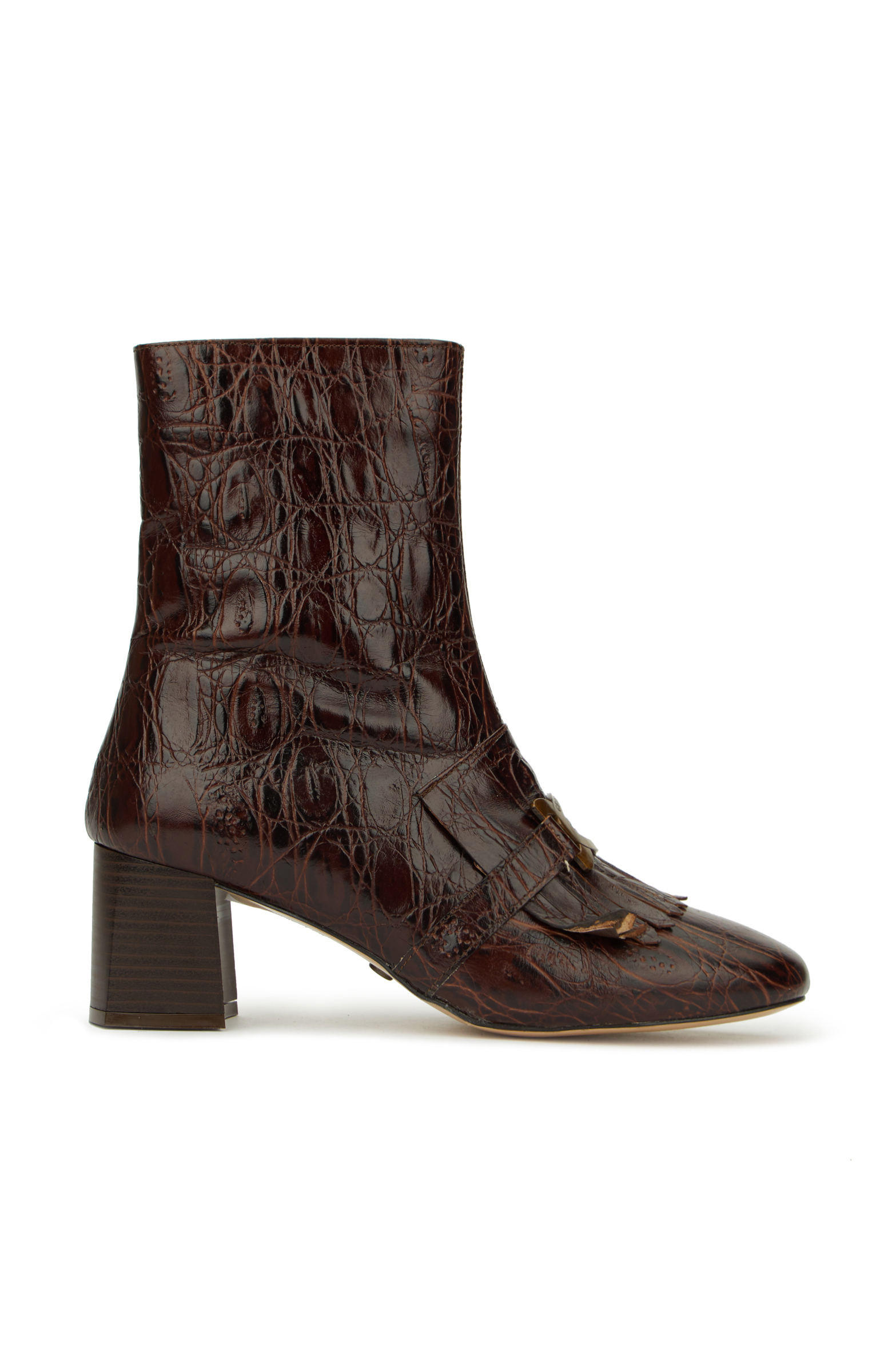 Kahverengi Logolu Püskül Detaylı Kadın Deri Bot