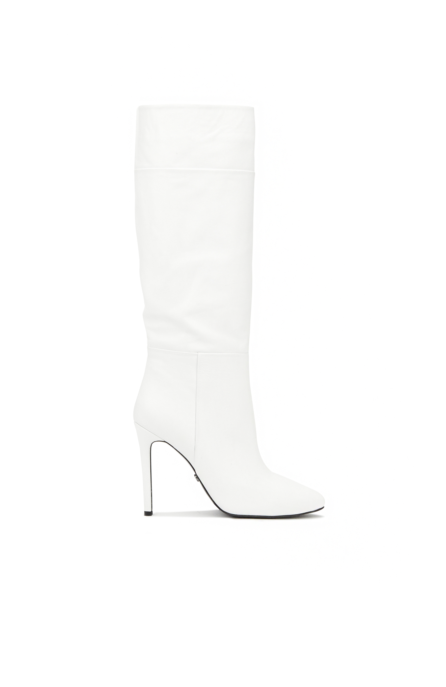 Beyaz Topuklu Kadın Deri Çizme