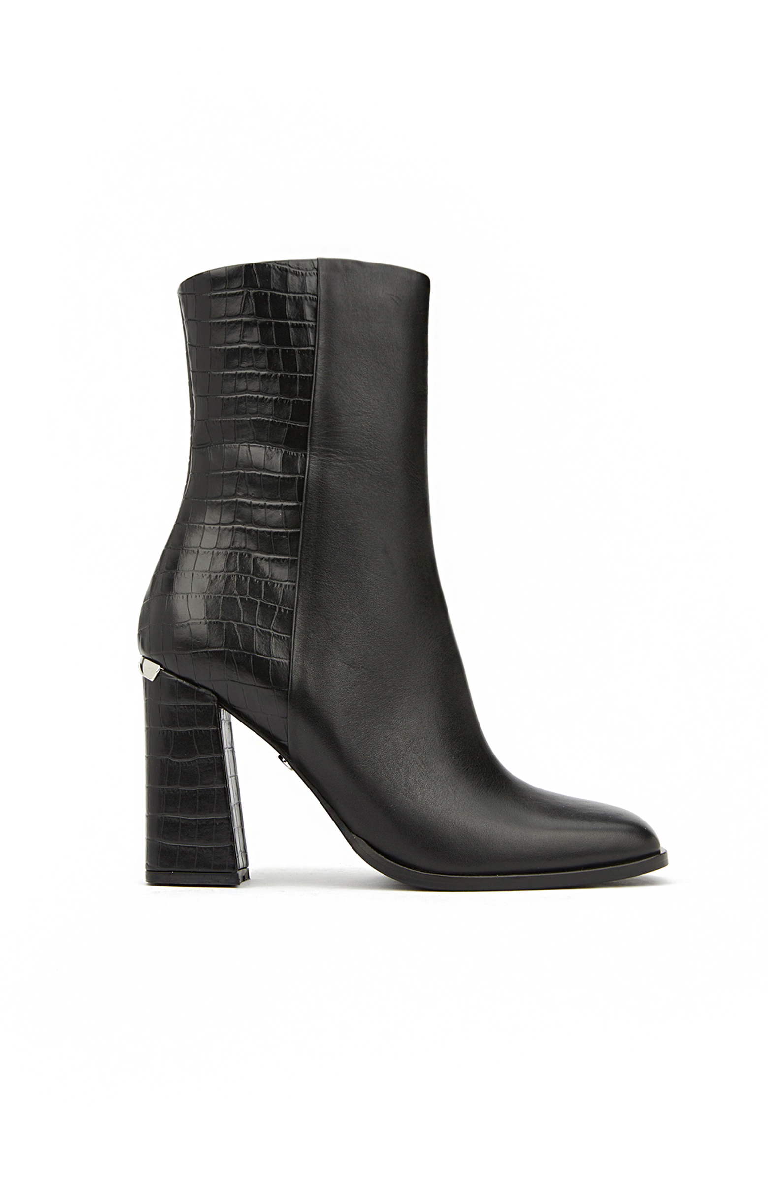 Siyah Kroko Baskılı Topuklu Kadın Deri Bot Siyah Kroko Baskılı Topuklu Kadın Deri Bot