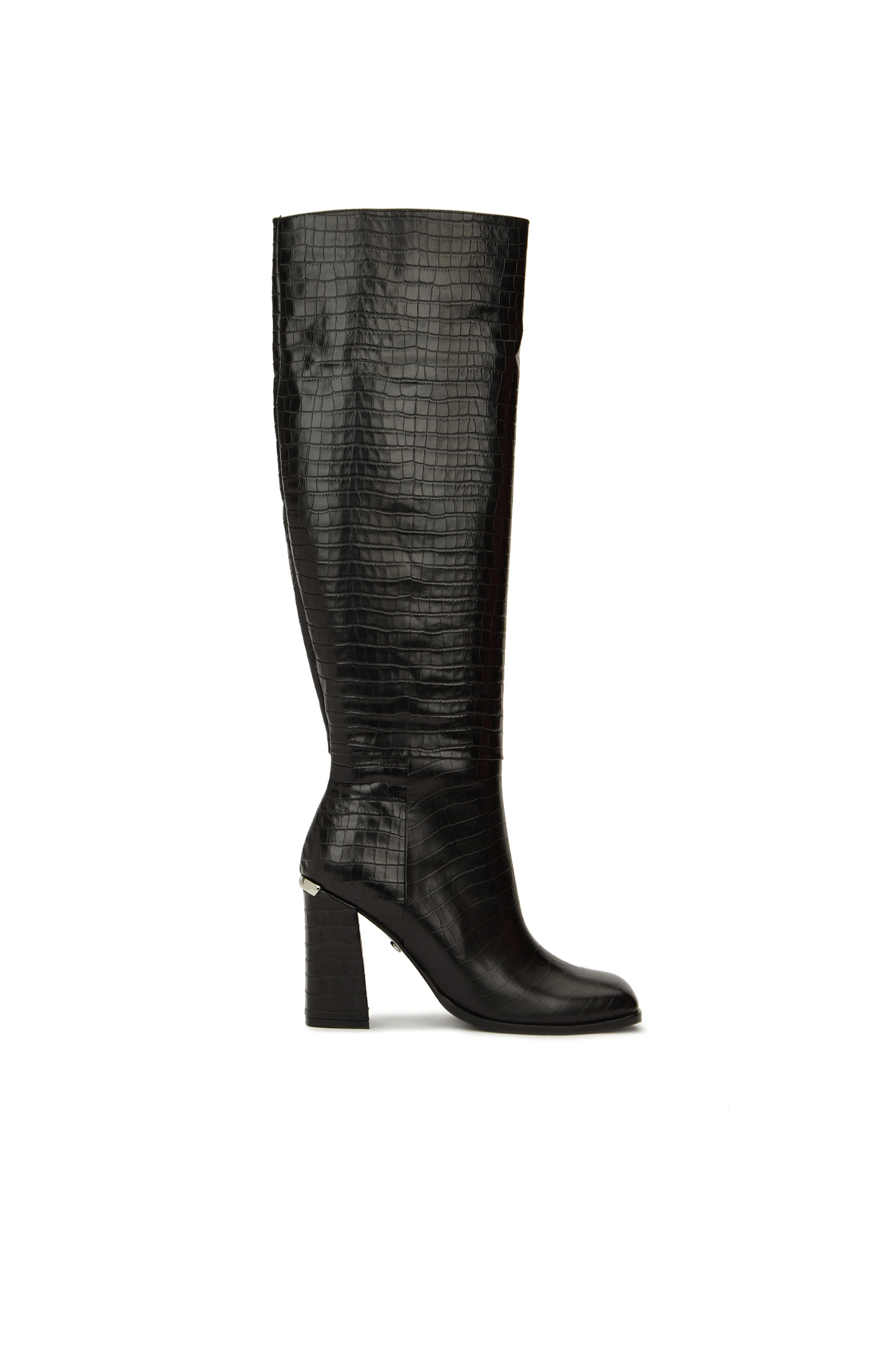 Siyah Krokodil Dokulu Kadın Deri Çizme