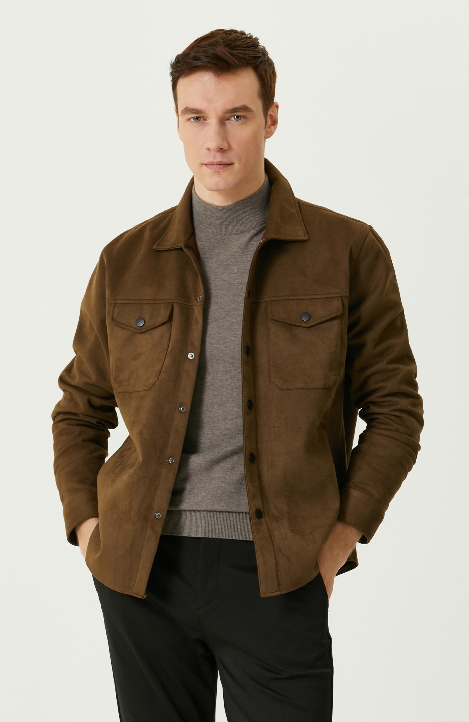 Slim Fit Haki Dış Gömlek