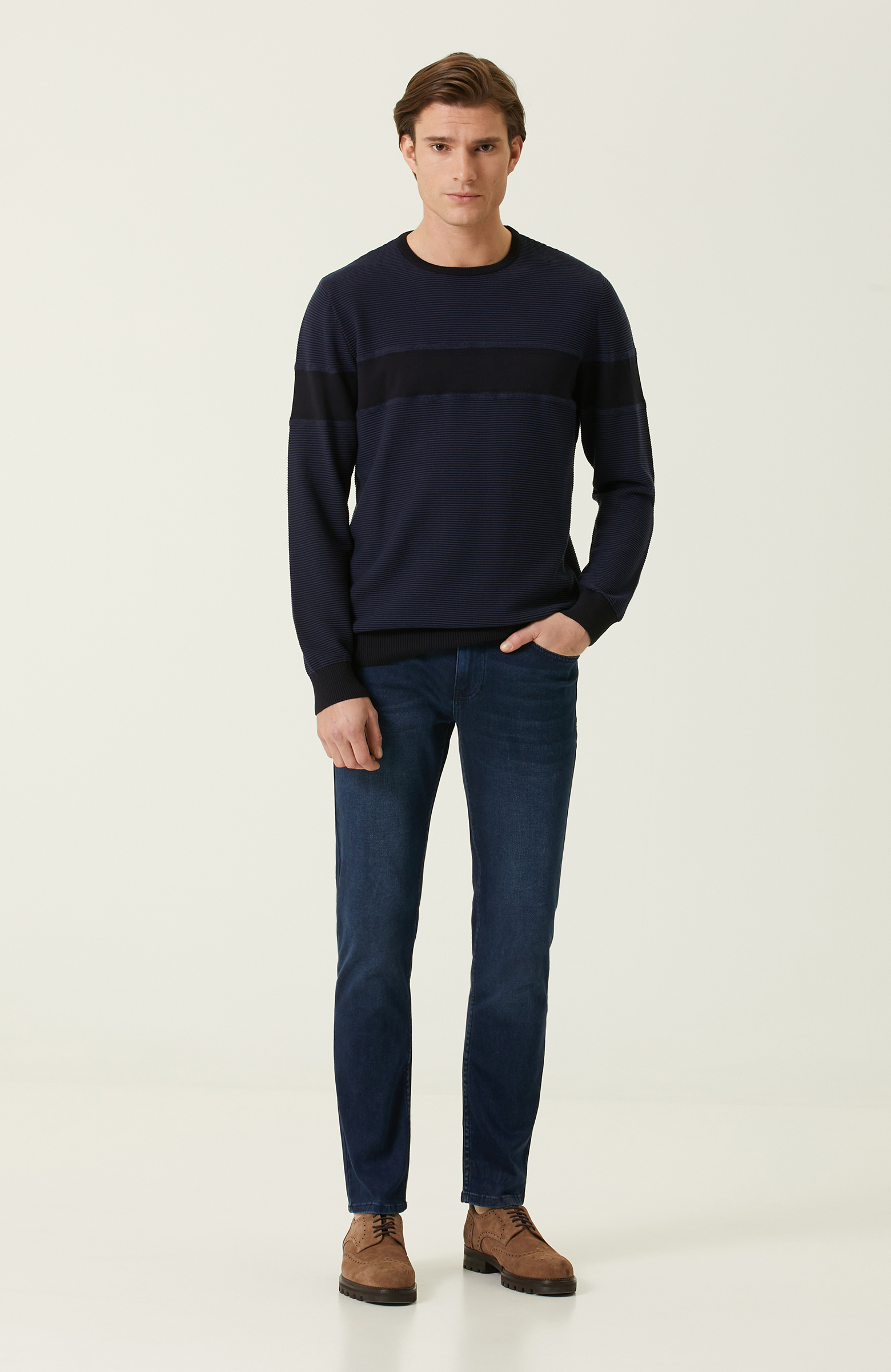 Slim Fit Lacivert Denim Pantolon