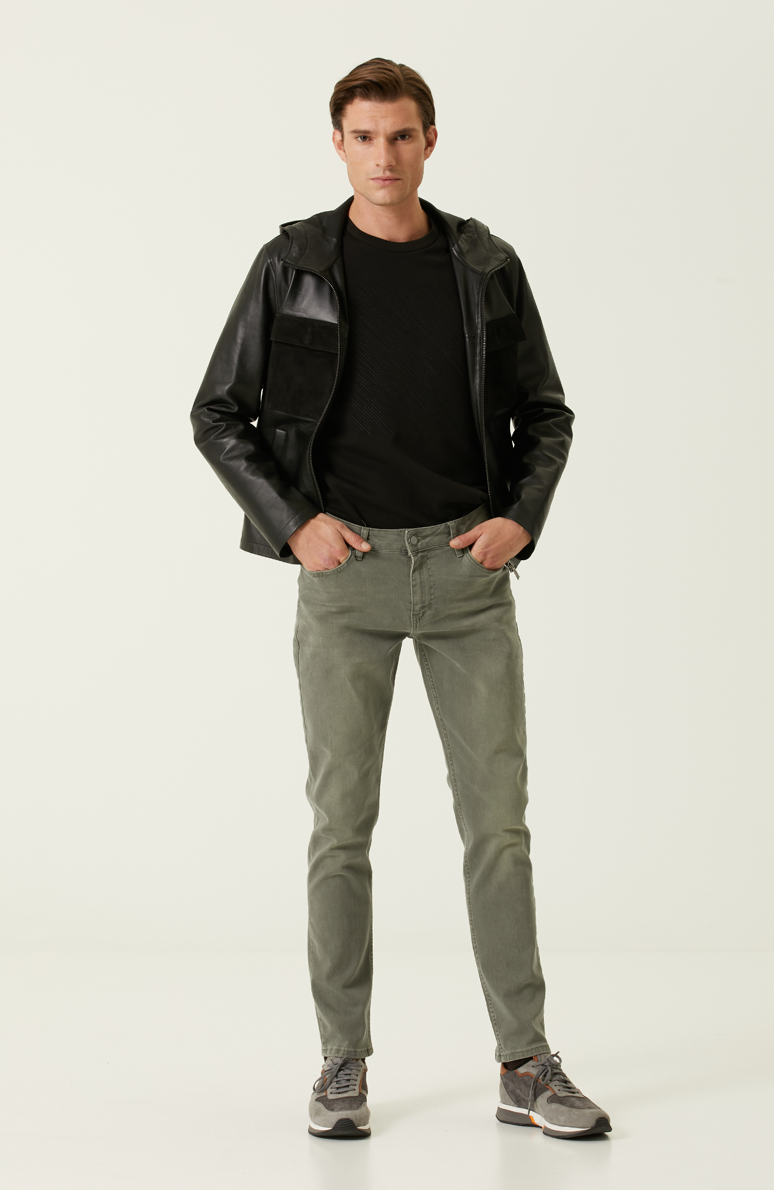 Slim Fit Açık Yeşil Denim Pantolon Slim Fit Açık Yeşil Denim Pantolon