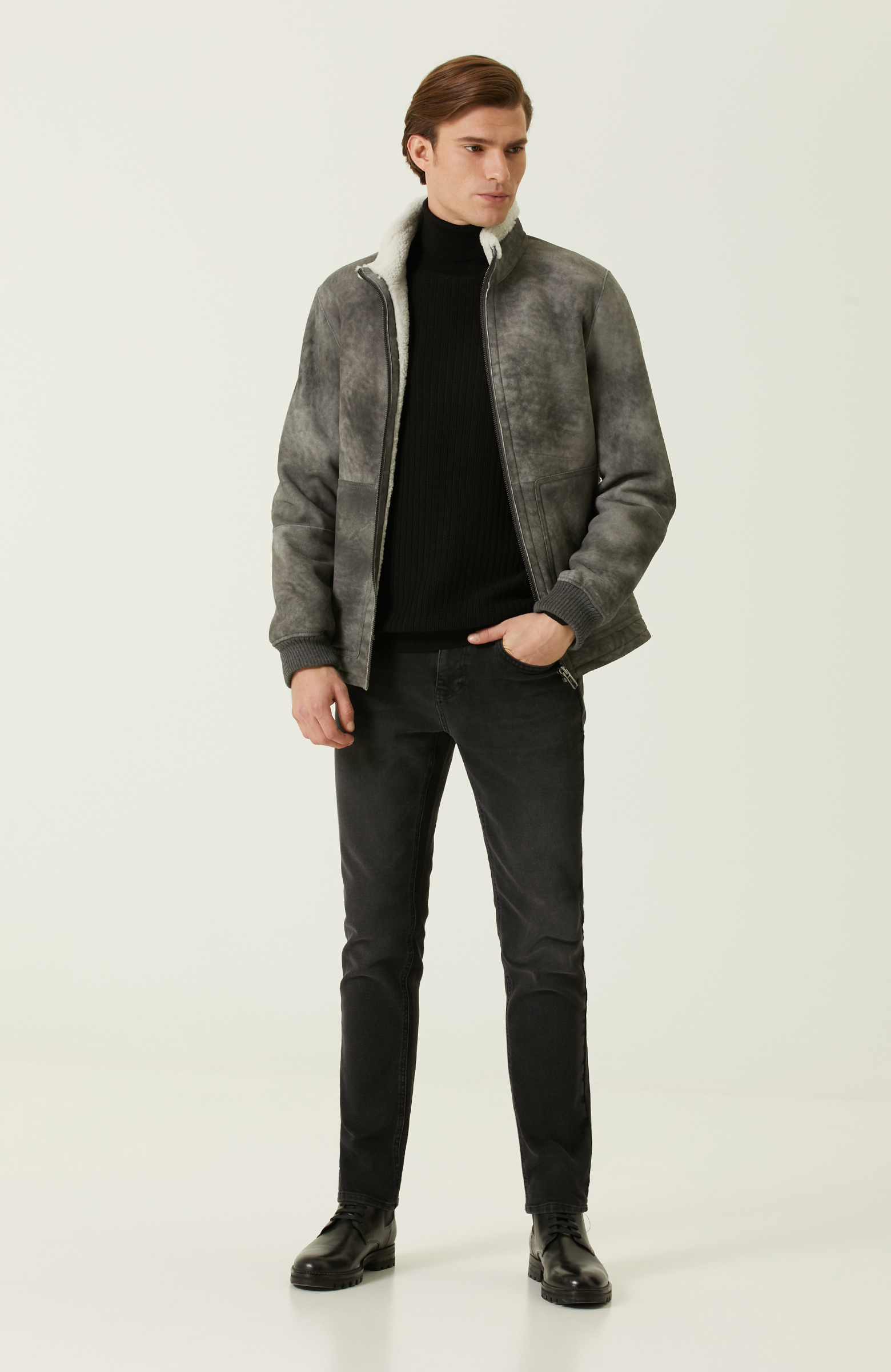 Slim Fit Antrasit Denim Pantolon Slim Fit Antrasit Denim Pantolon