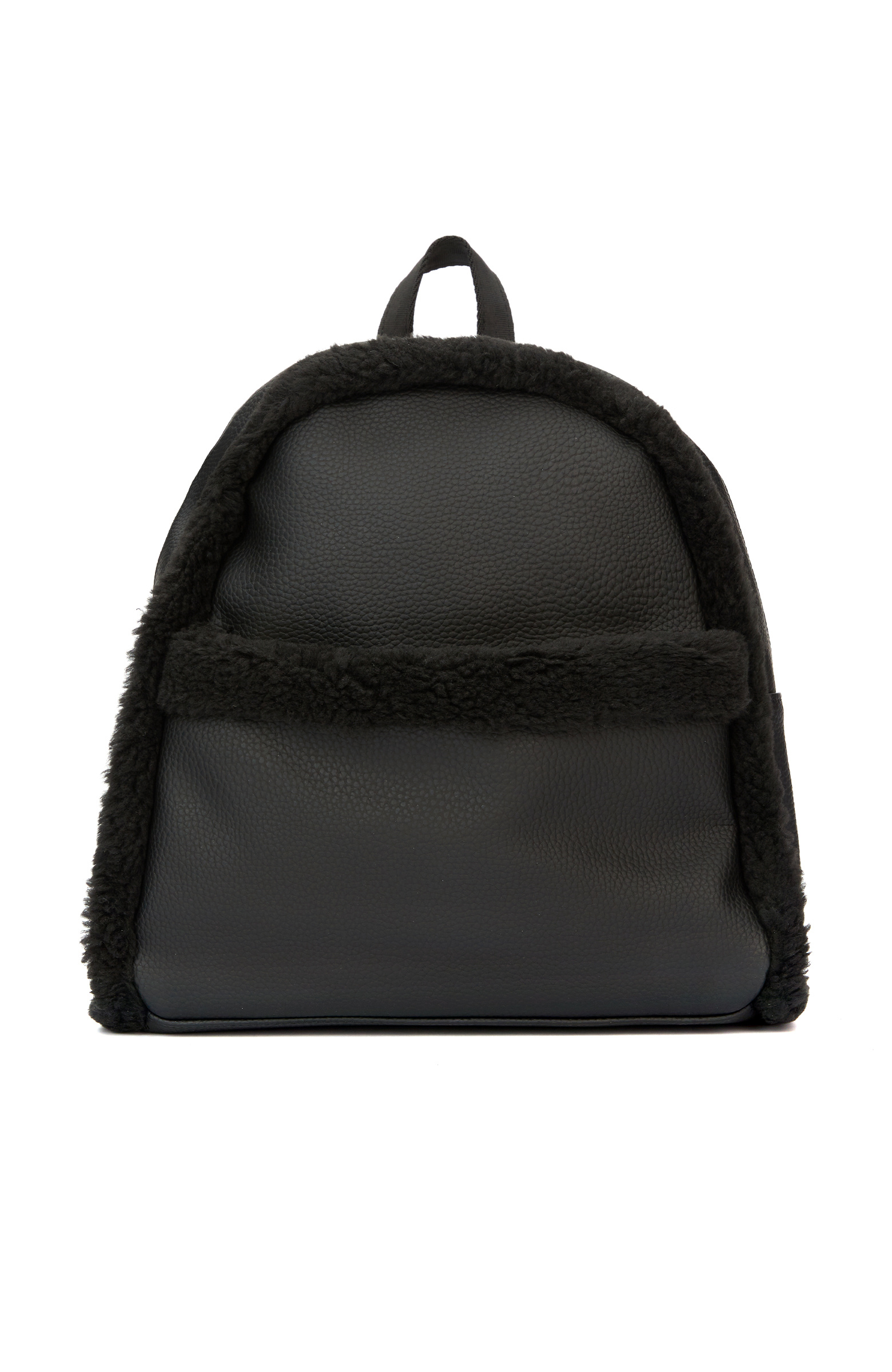 Siyah Peluş Detaylı Kadın Sırt Çantası