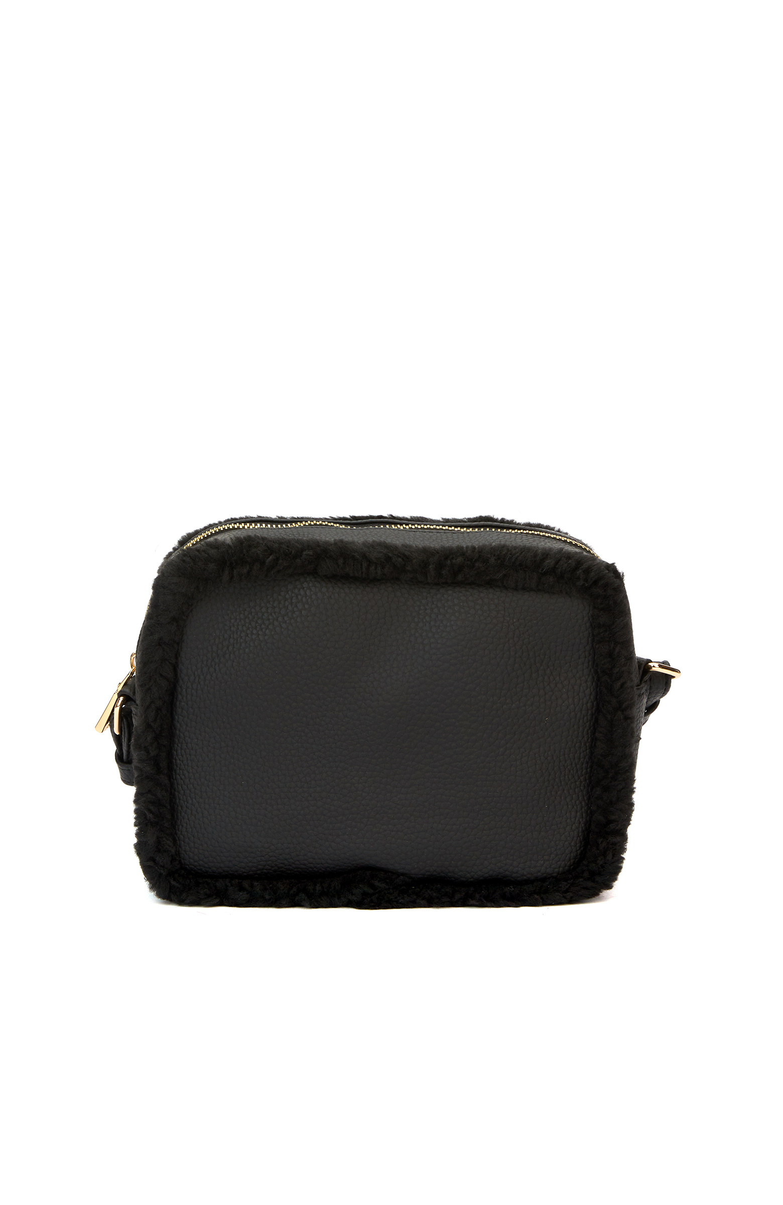 Siyah Peluş Detaylı Kadın Omuz Çantası