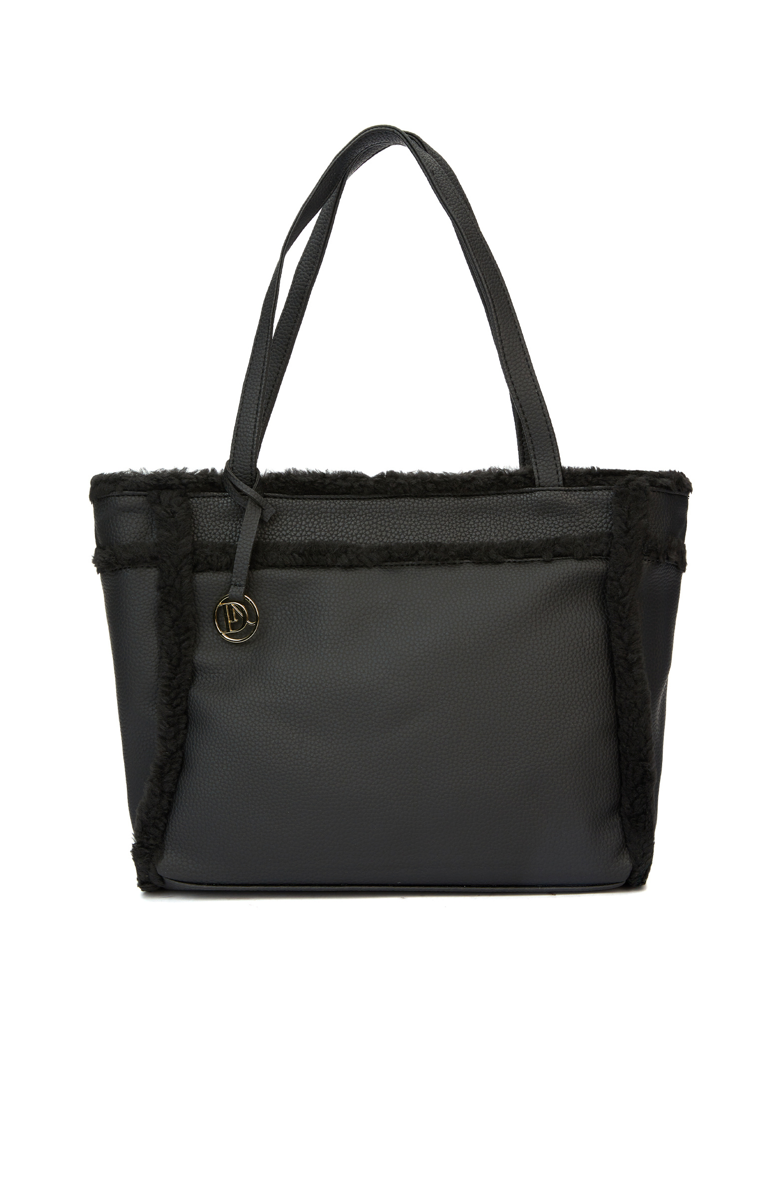 Siyah Peluş Detaylı Kadın Omuz Çantası