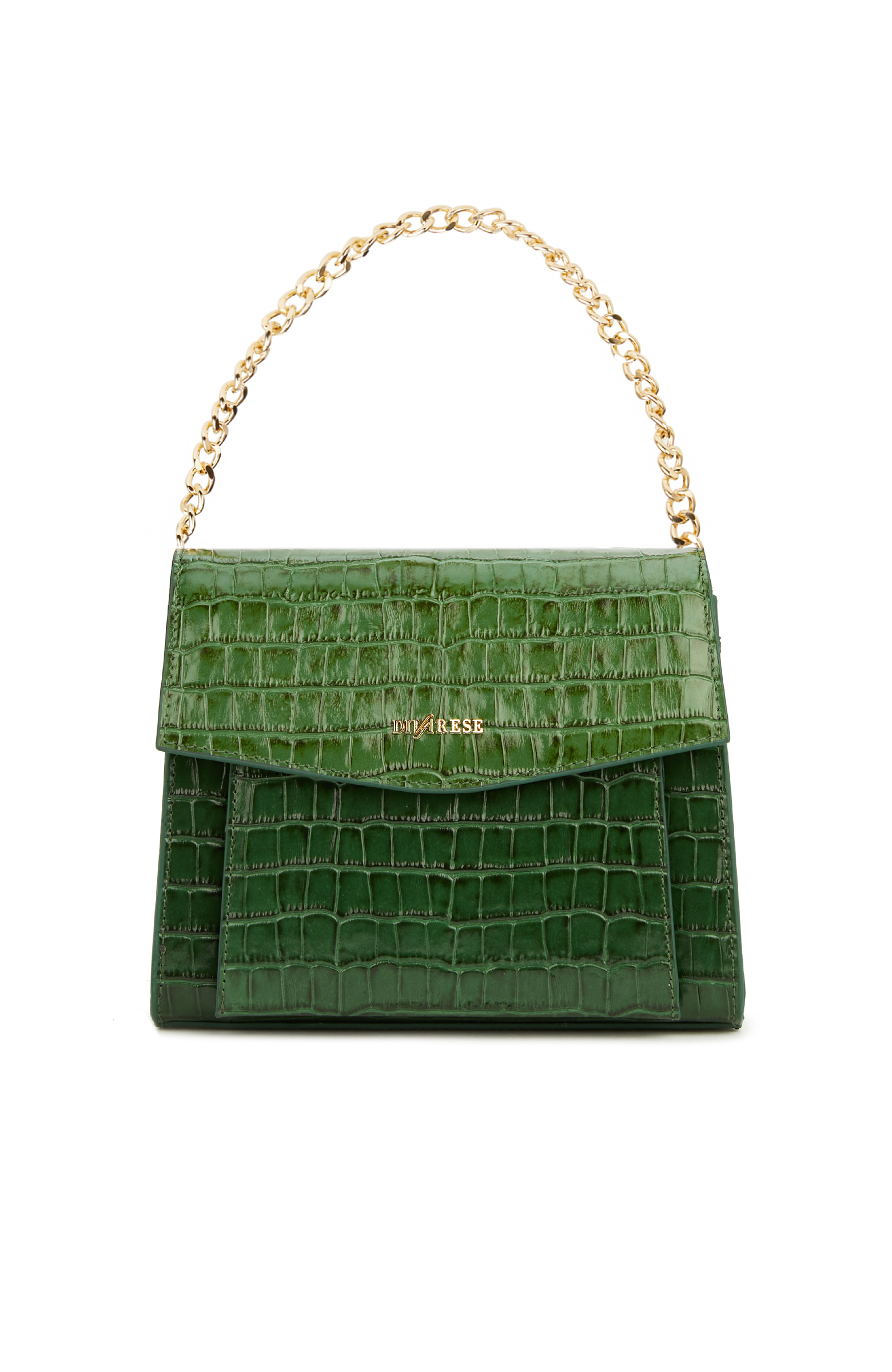 Yeşil Krokodil Dokulu Kadın Deri Omuz Çantası