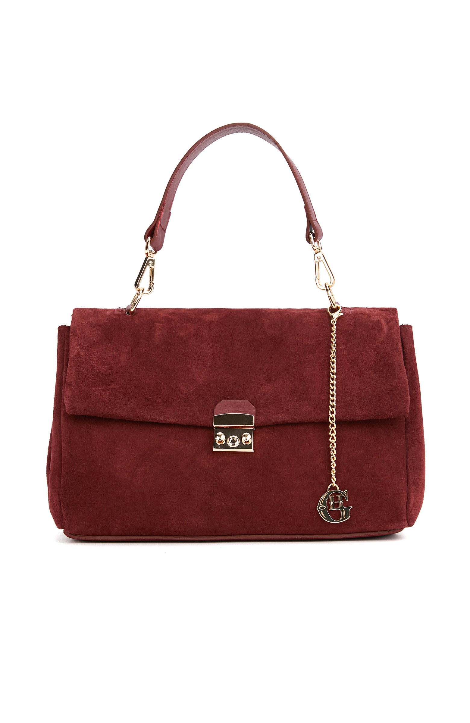 Bordo Kadın Süet Omuz Çantası