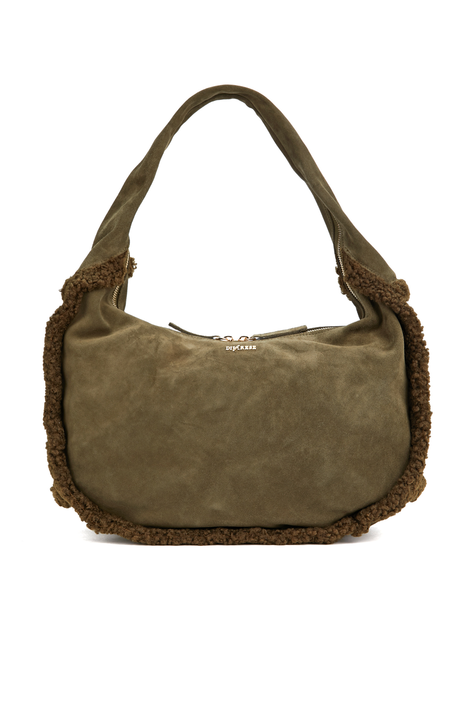 Haki Logolu Kadın Süet Omuz Çantası