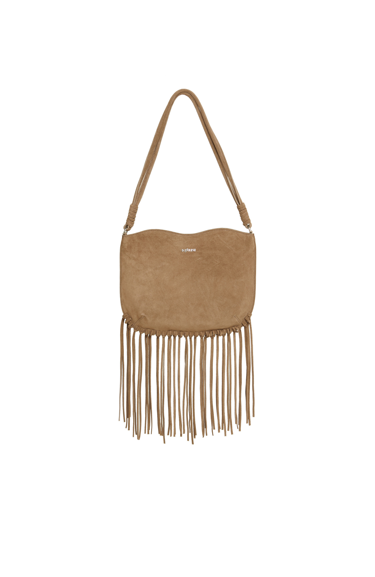 Bej Püsküllü Kadın Süet Omuz Çantası