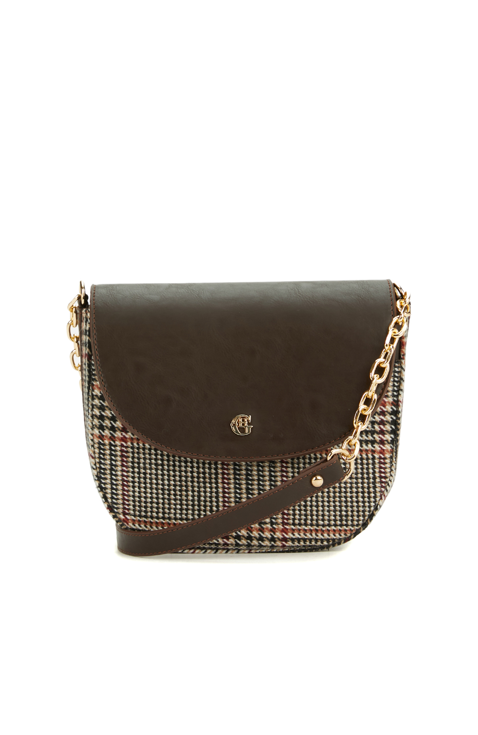 Kahverengi Ekoseli Kadın Omuz Çantası