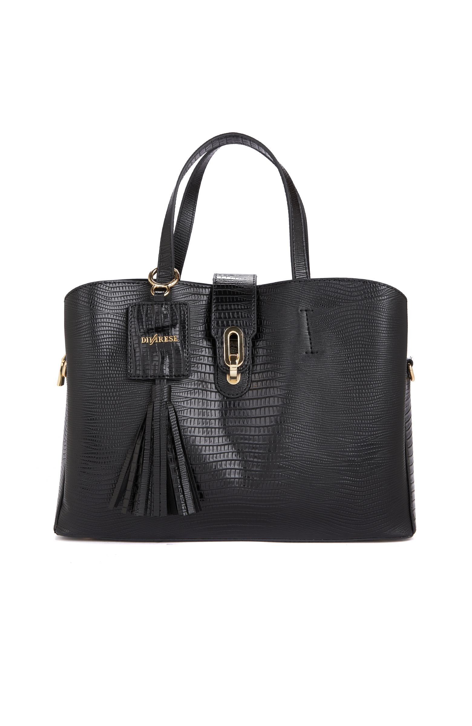 Siyah Krokodil Dokulu Kadın Omuz Çantası