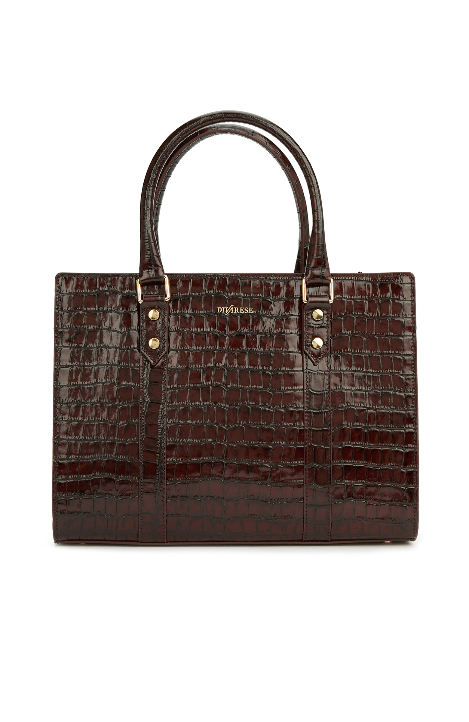 Kahverengi Krokodil Dokulu Kadın Deri Çanta Kahverengi Krokodil Dokulu Kadın Deri Çanta