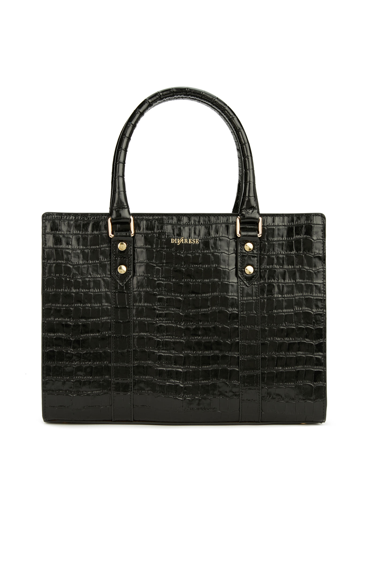 Siyah Krokodil Dokulu Kadın Deri Çanta Siyah Krokodil Dokulu Kadın Deri Çanta