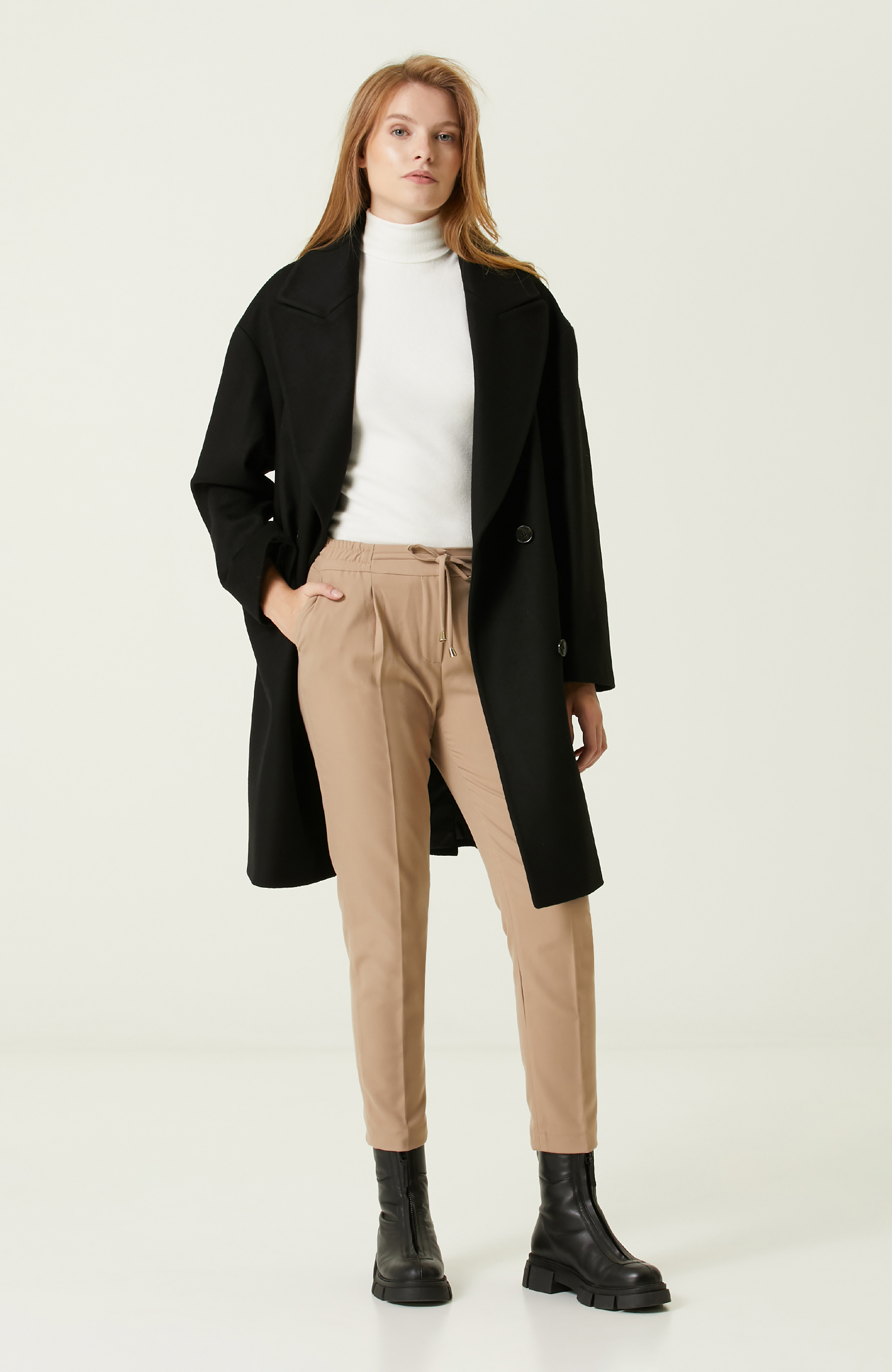 Slim Fit Camel Pili Detaylı Pantolon