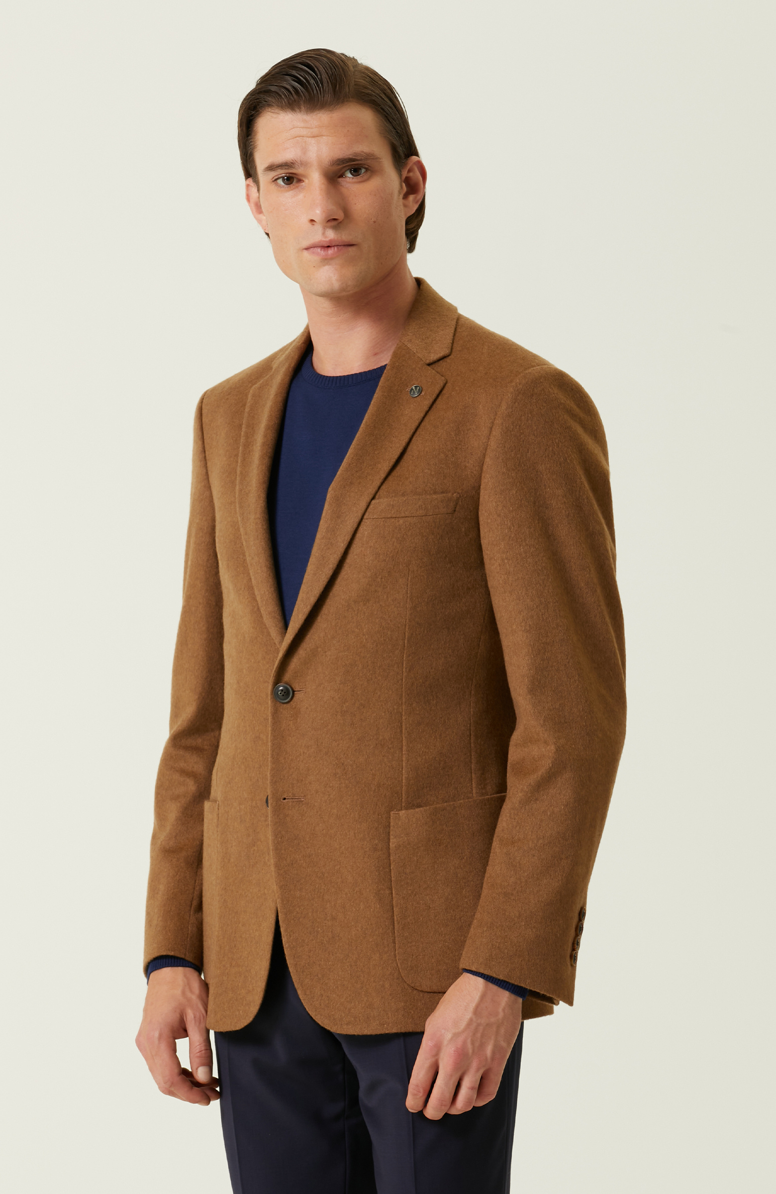 Slim Fit Karamel Kaşmir Ceket