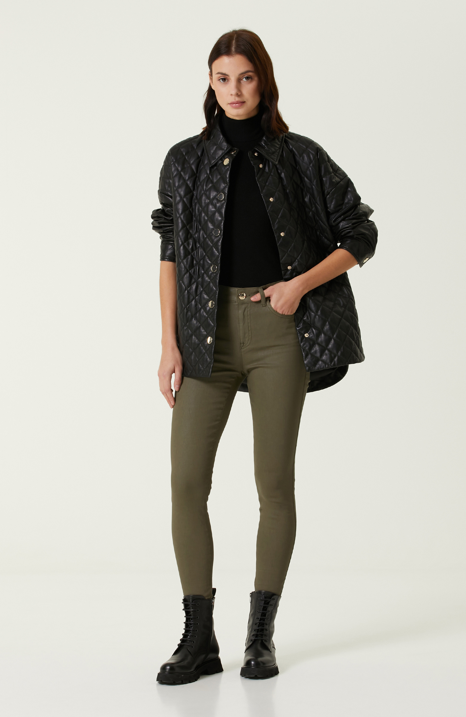 Slim Fit Yağ Yeşili Denim Pantolon