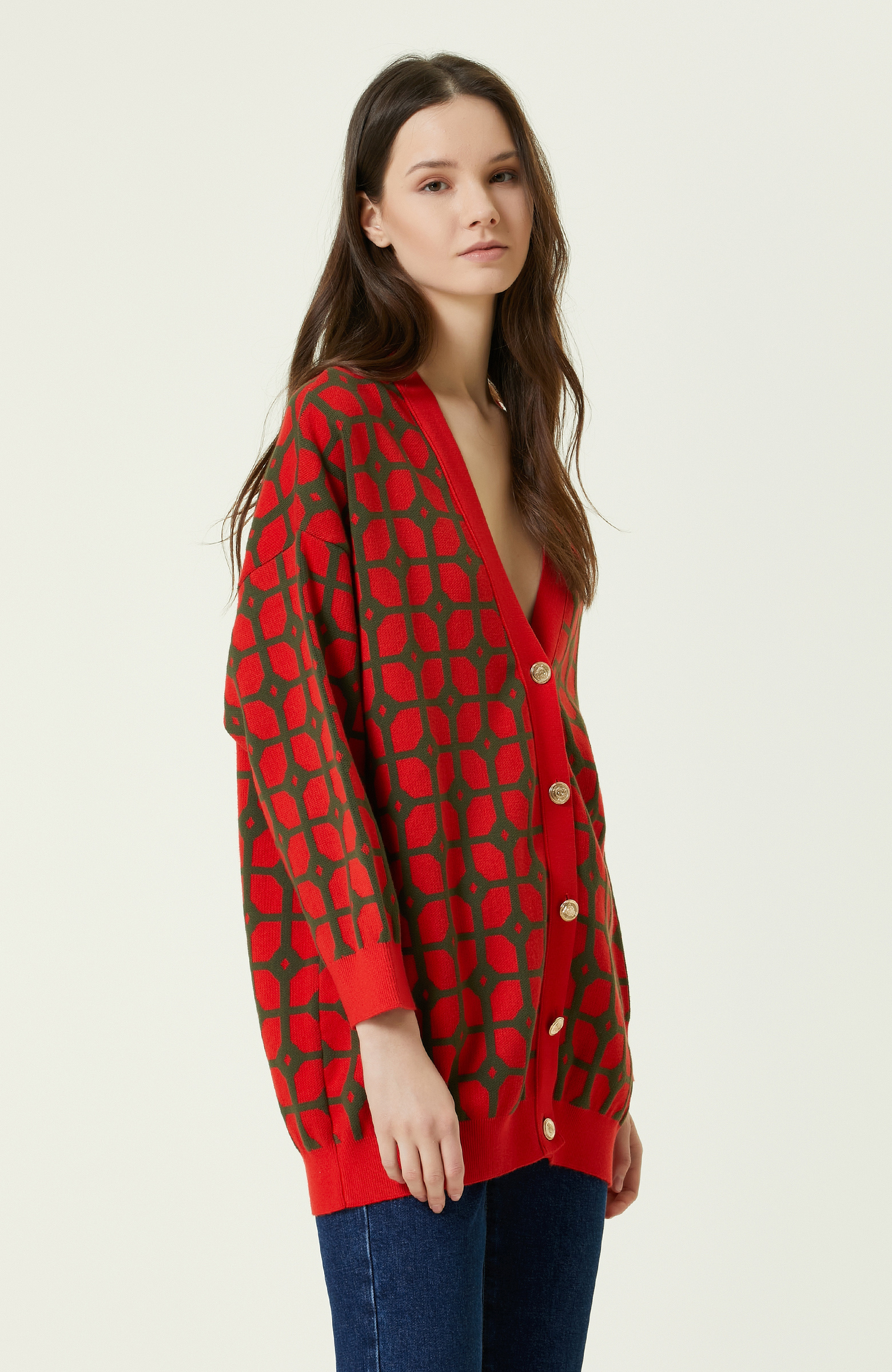 Basic Fit Kırmızı Triko Hırka