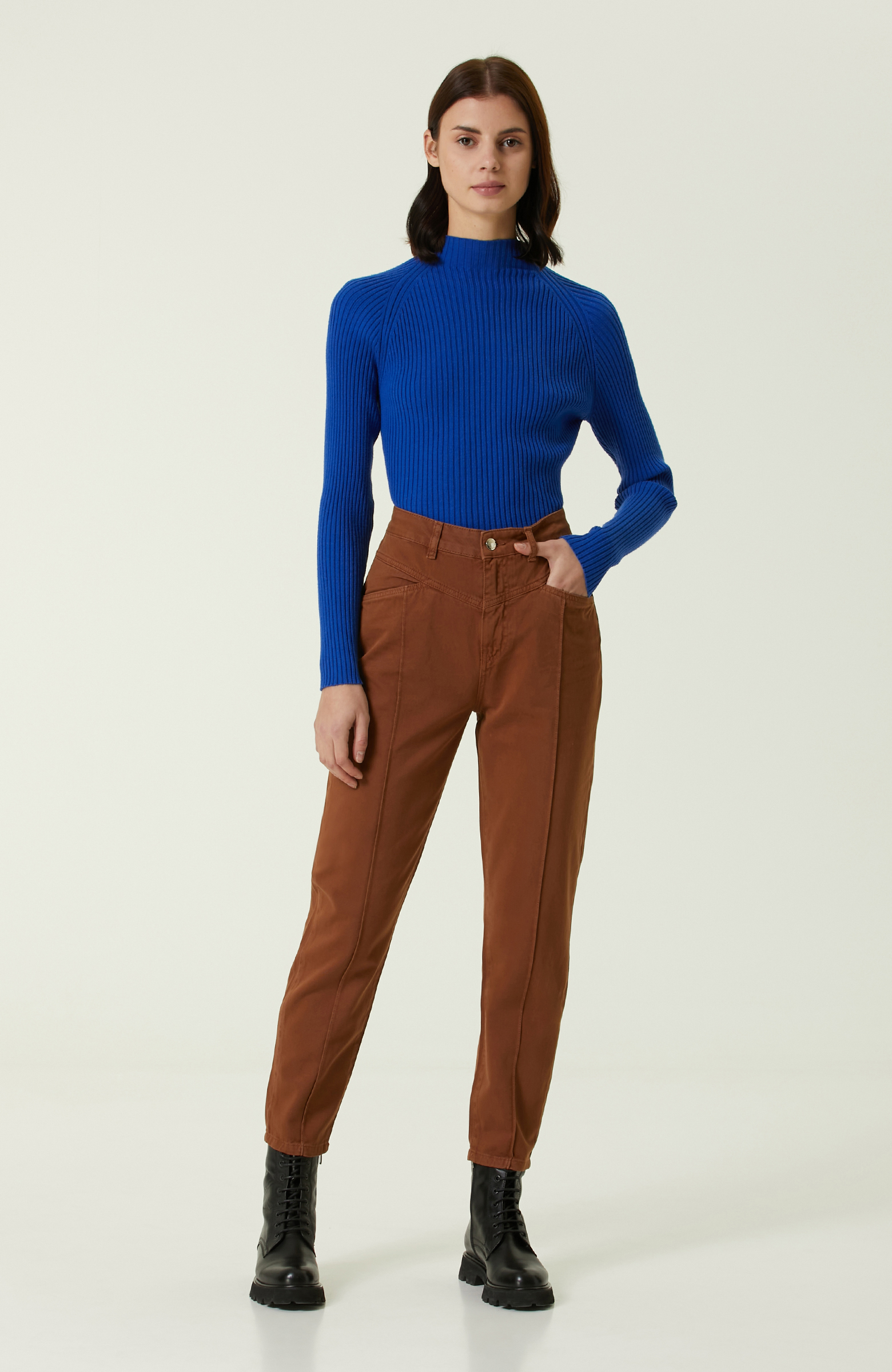 Basic Fit Kahverengi Denim Pantolon Basic Fit Kahverengi Denim Pantolon