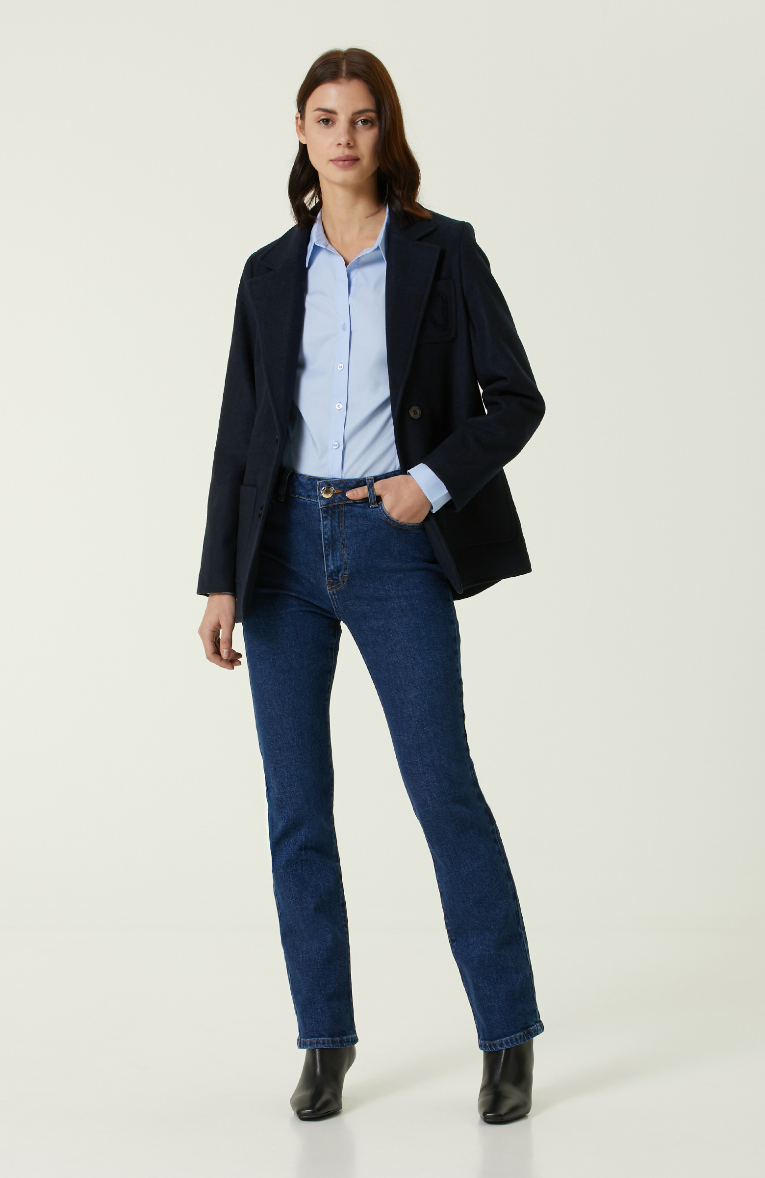 Basic Fit Mavi Denim Pantolon Basic Fit Mavi Denim Pantolon