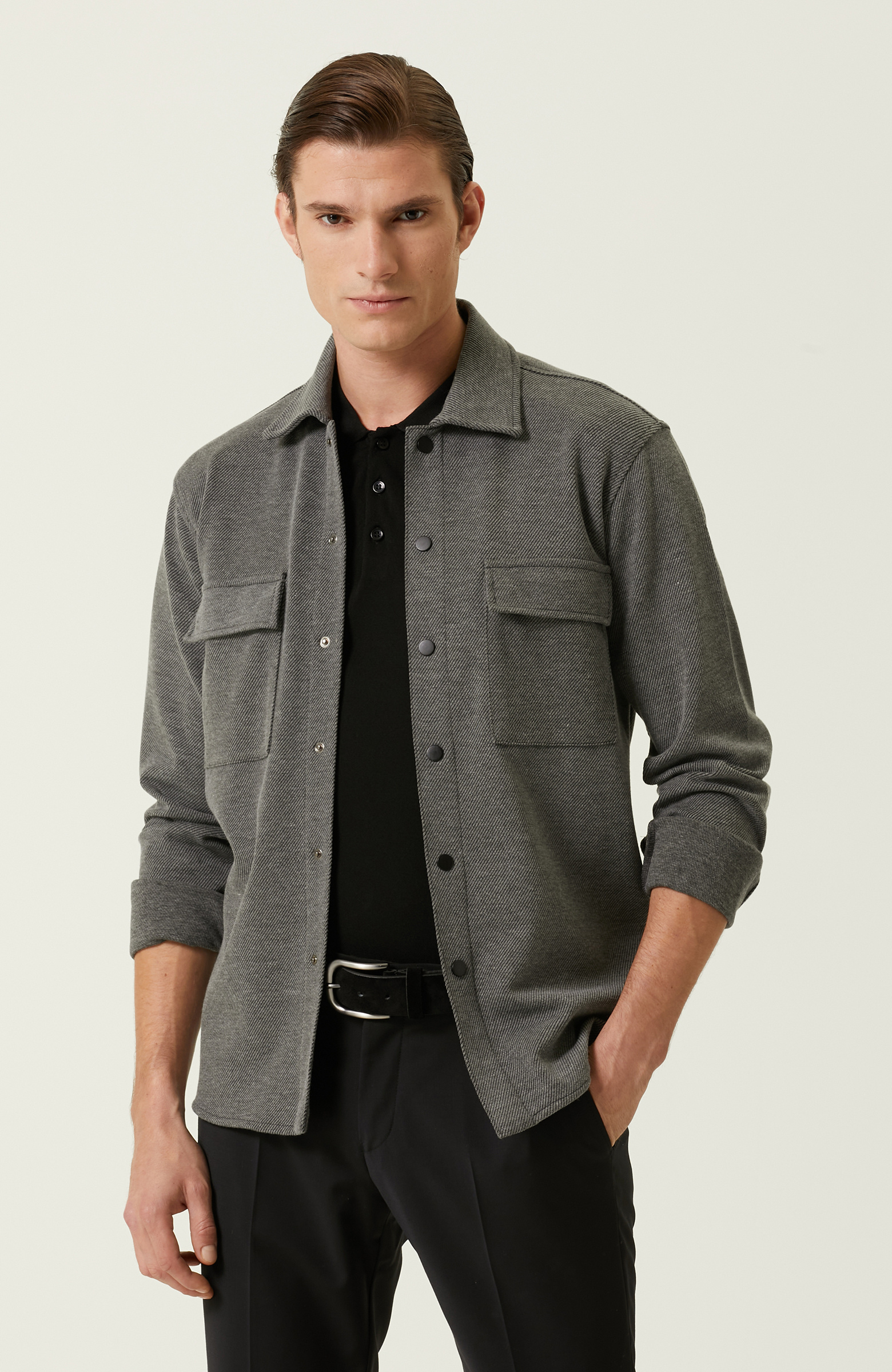 Slim Fit Antrasit Gömlek