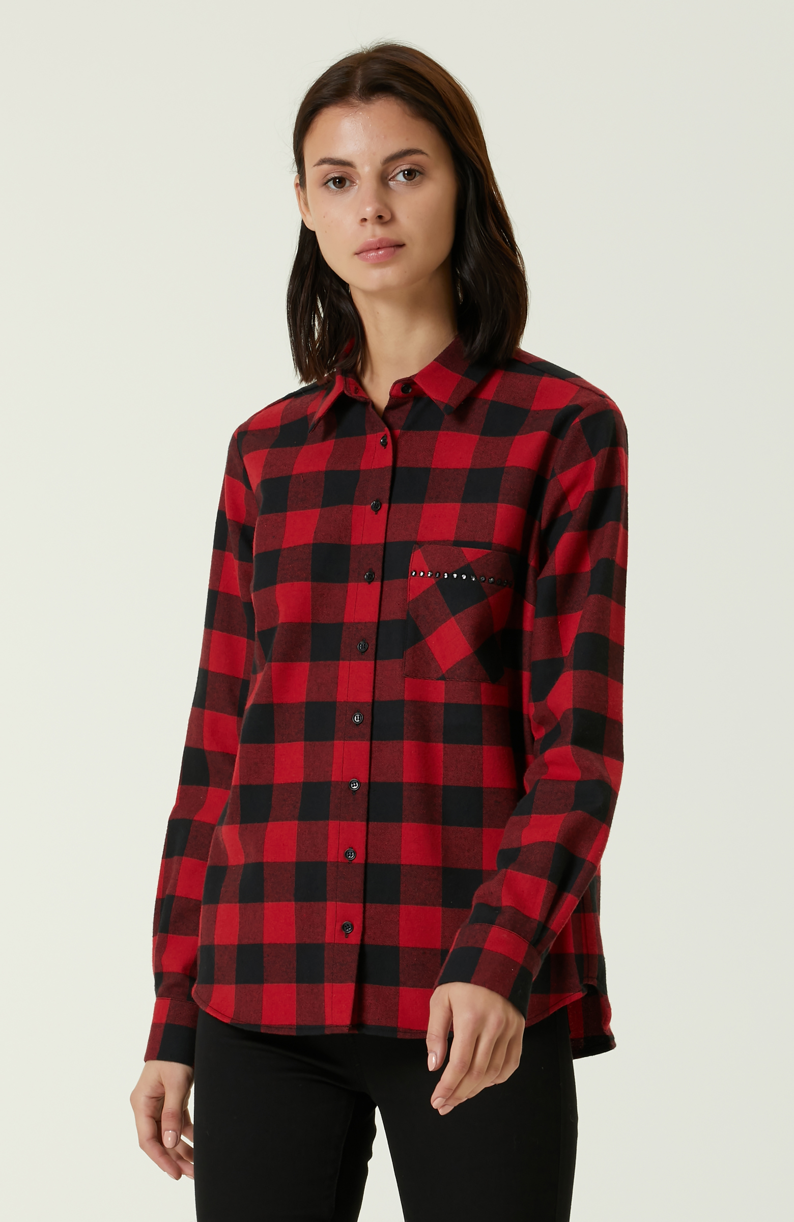 Basic Fit Kırmızı Siyah Gömlek Basic Fit Kırmızı Siyah Gömlek