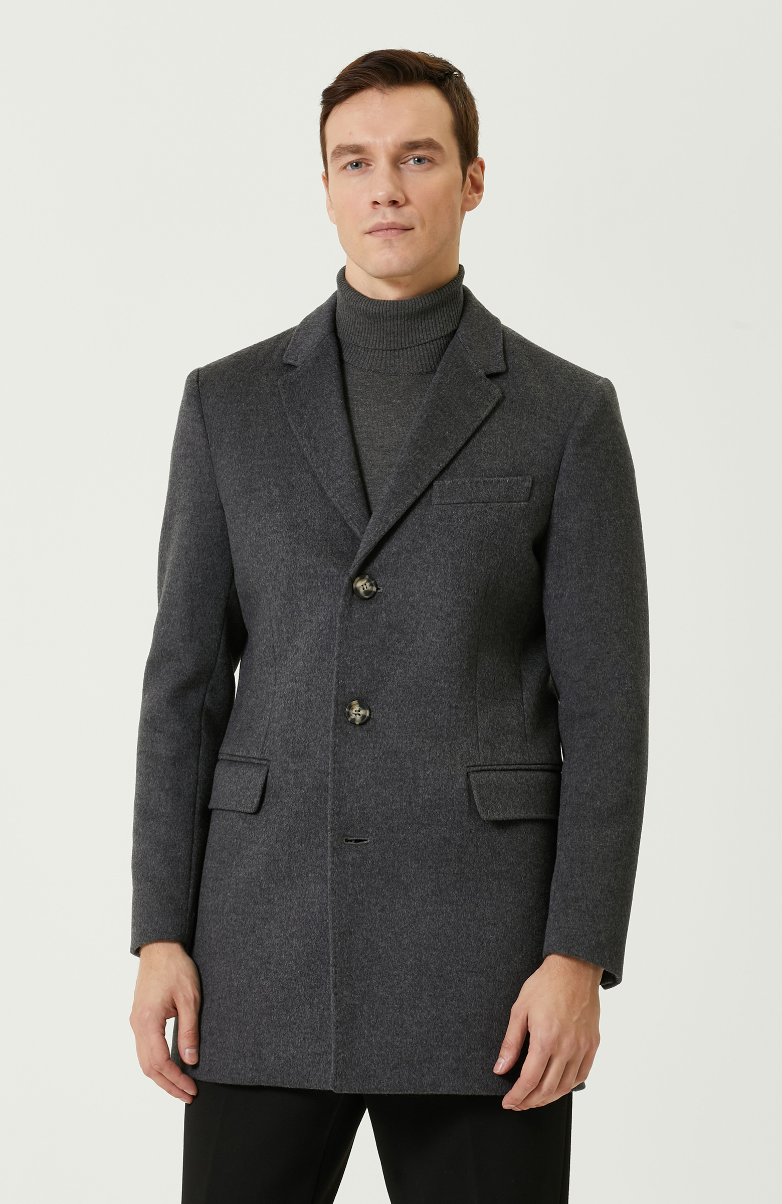 Slim Fit Antrasit Palto