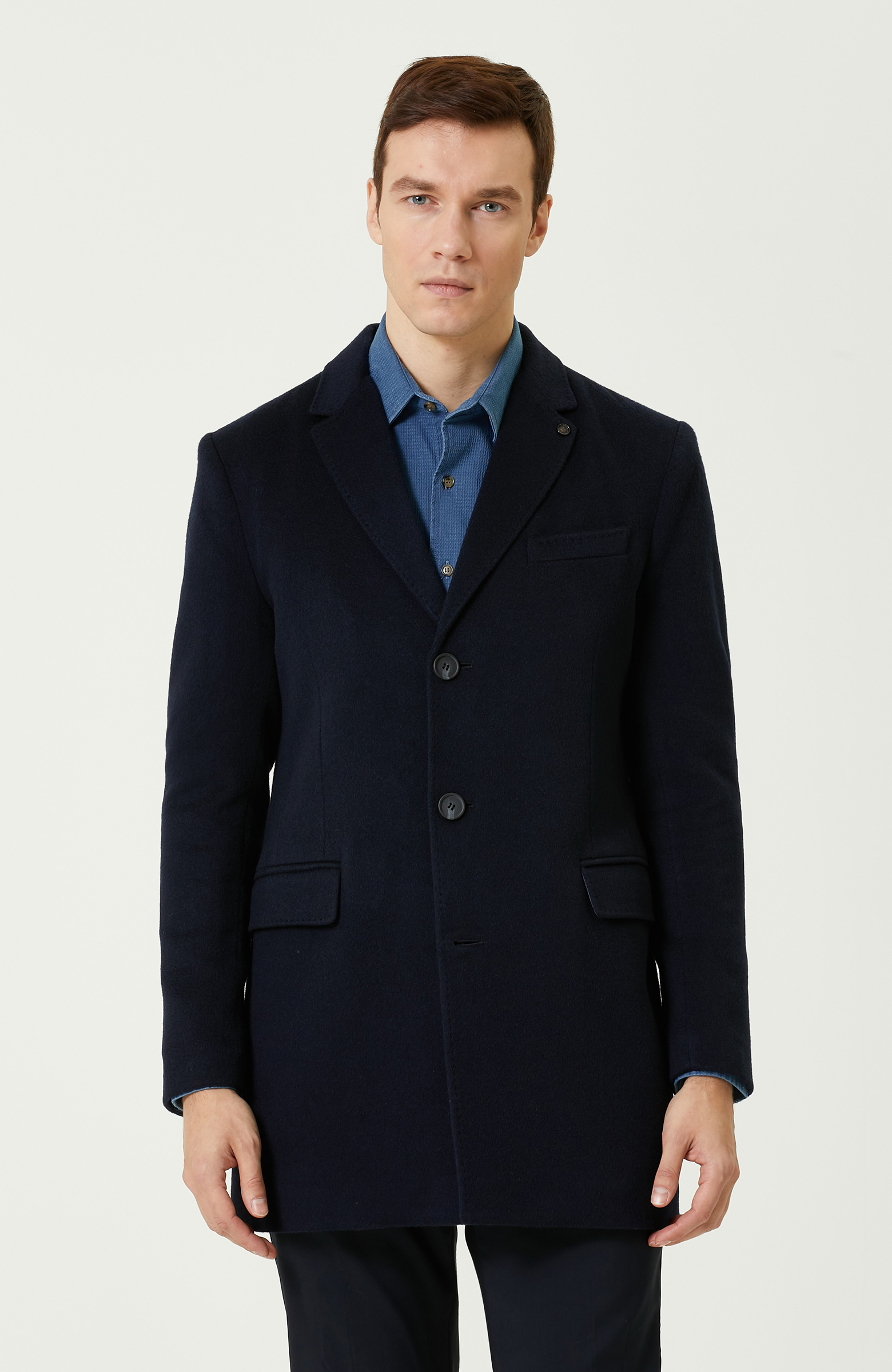 Slim Fit Lacivert Kaşmir Palto Slim Fit Lacivert Kaşmir Palto