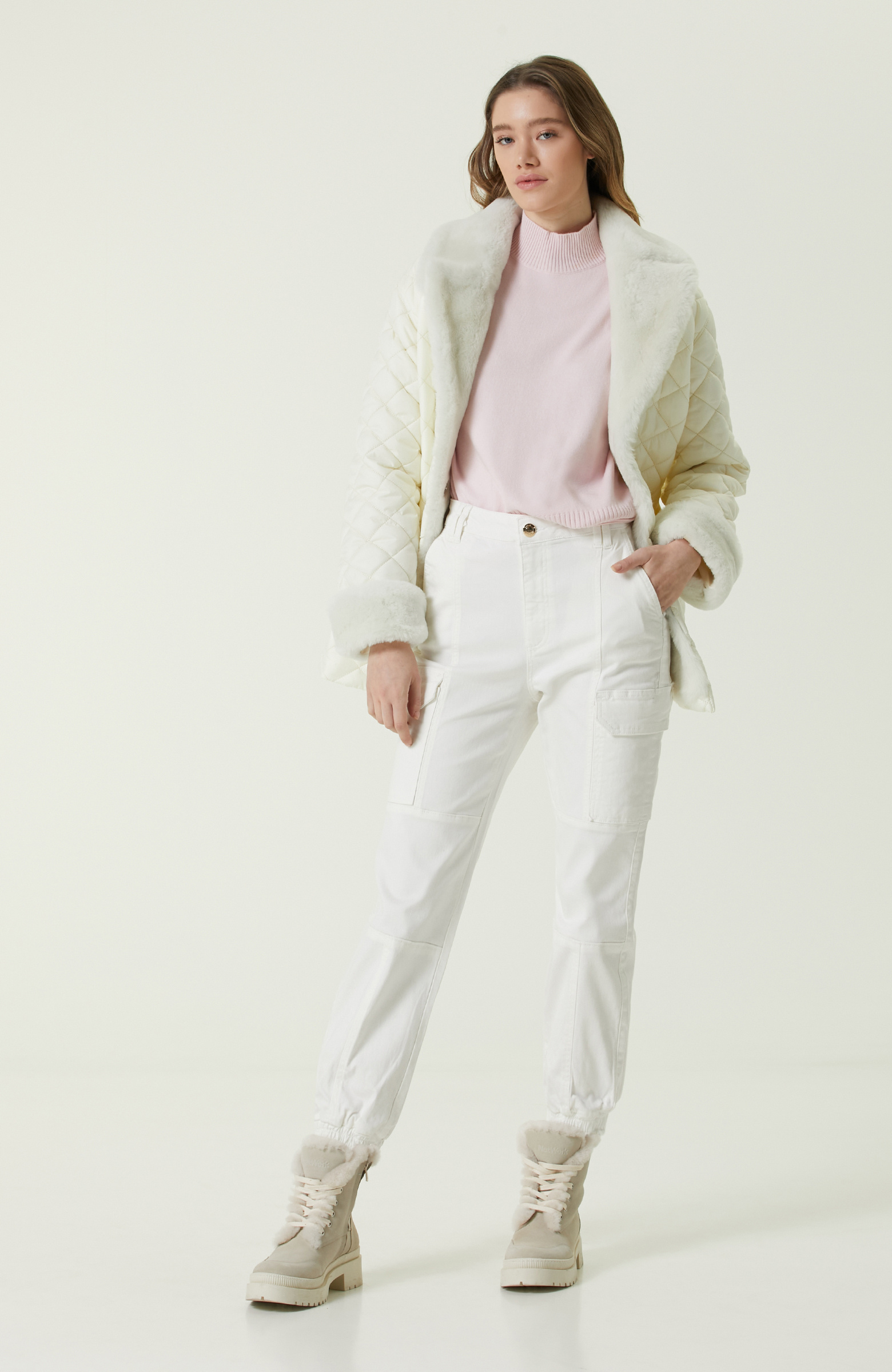 Basic Fit Ekru Pantolon